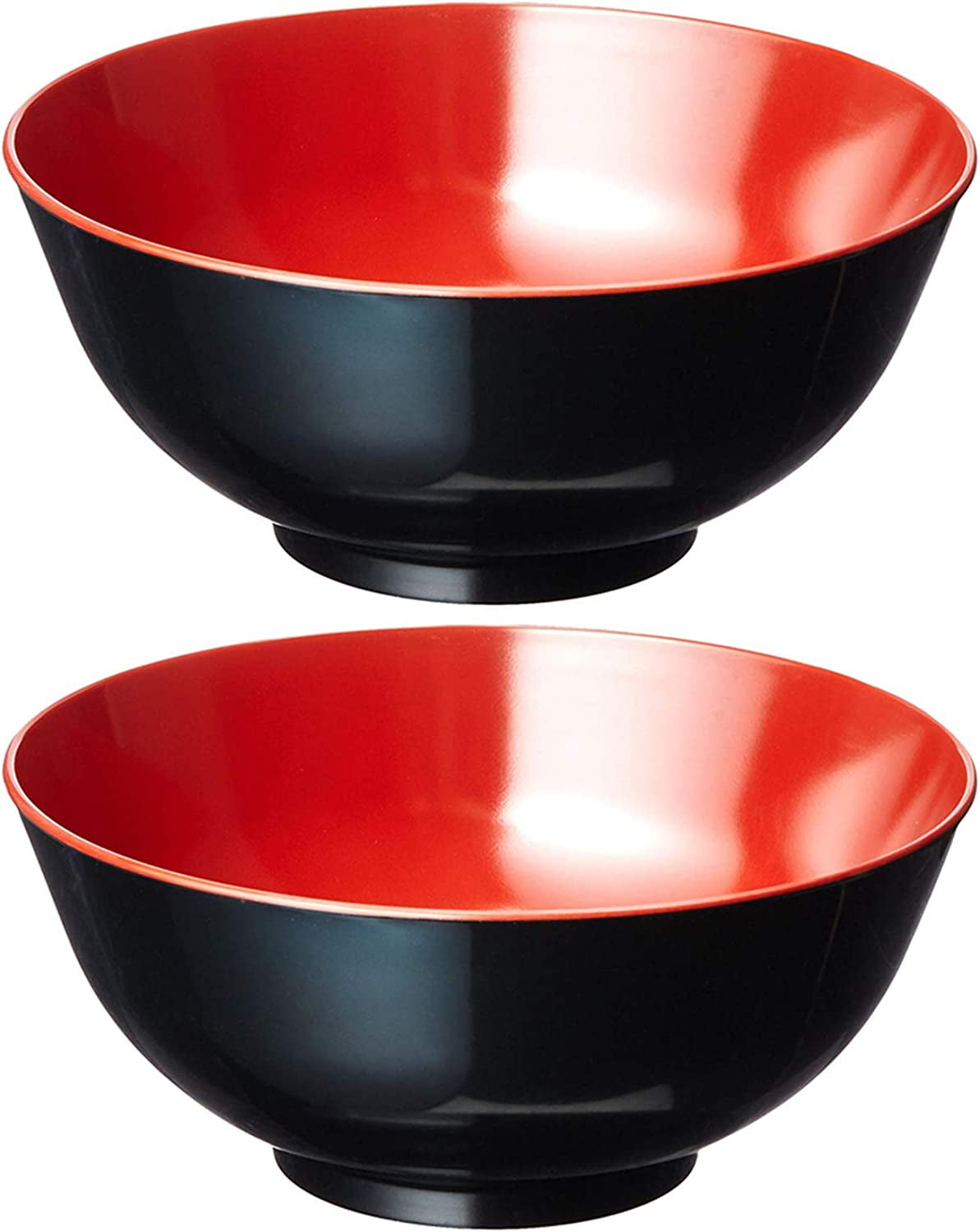 Japanese Plastic Black and Red Color Large 52 oz Ramen Bowls for Udon ...