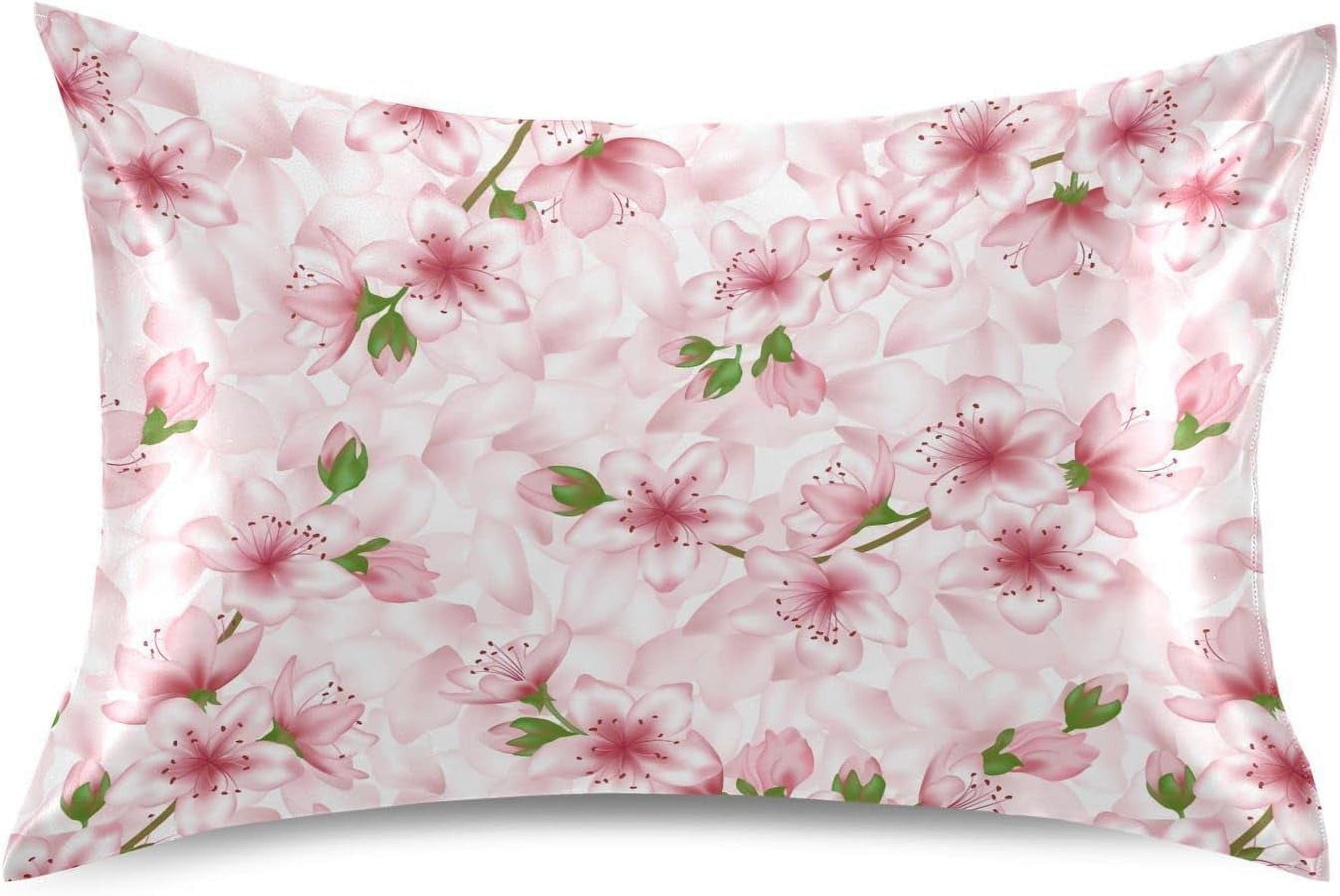 Japanese Ponl Flower Silky Satin Pillowcase, Luxury Soft Pillow Case ...
