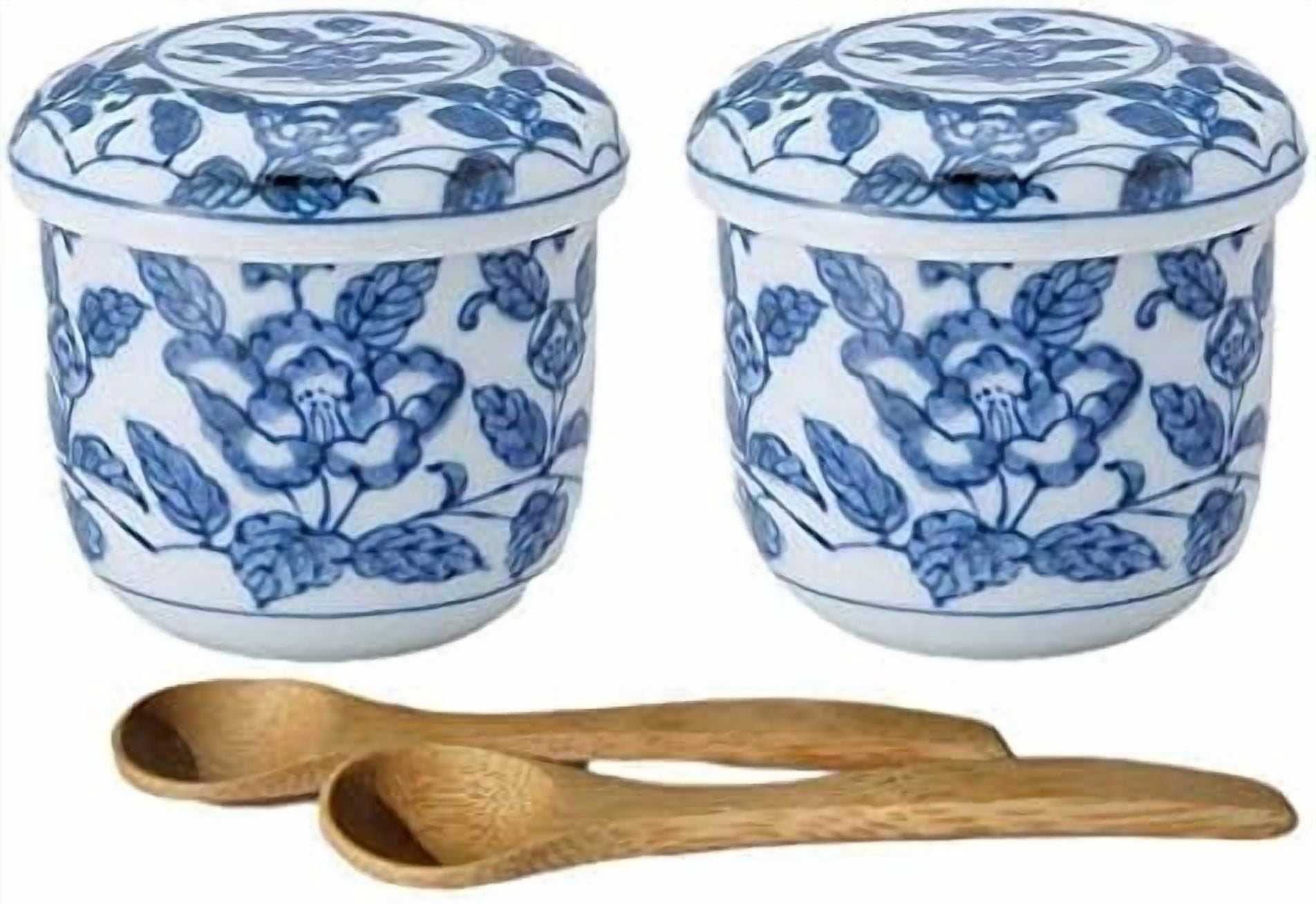 Japanese Porcelain Chawan-mushi Cups with Lid and Spoon 3.43xH3.23 ...