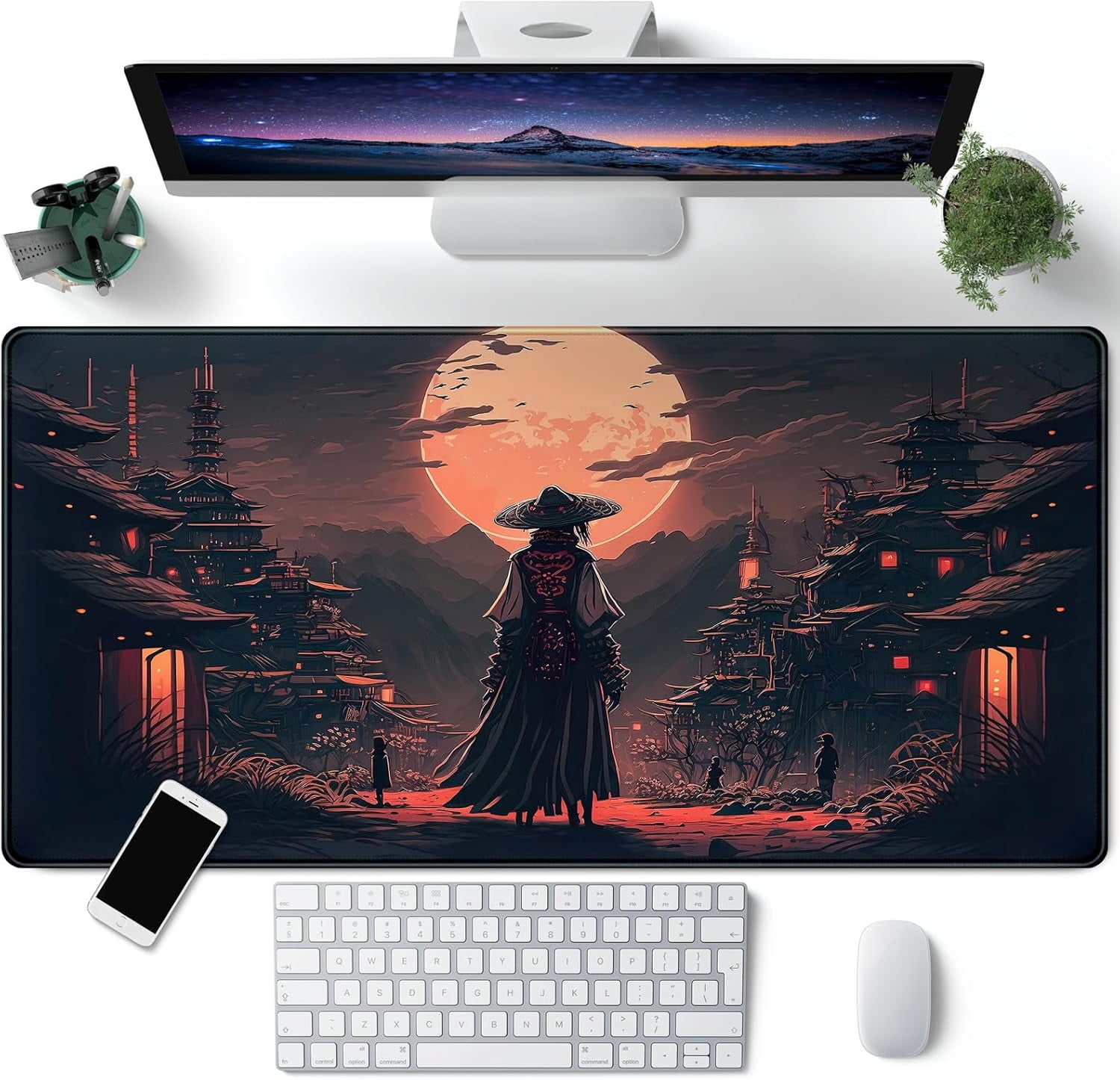 Japanese Post Moonlight Samurai Mouse Pad Dark Aesthetic Desk Pad ...