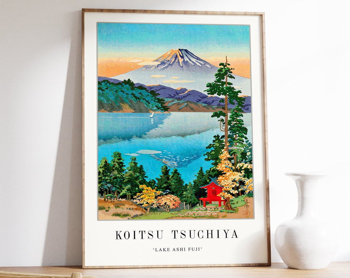 Japanese Poster, Japanese Wall Print, Koitsu Tsuchiya, Lake Ashi Fuji ...
