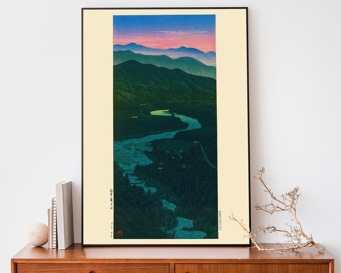 Japanese Poster, Woodblock Art, Ioridani Pass By Kawase Hasui, Japandi ...