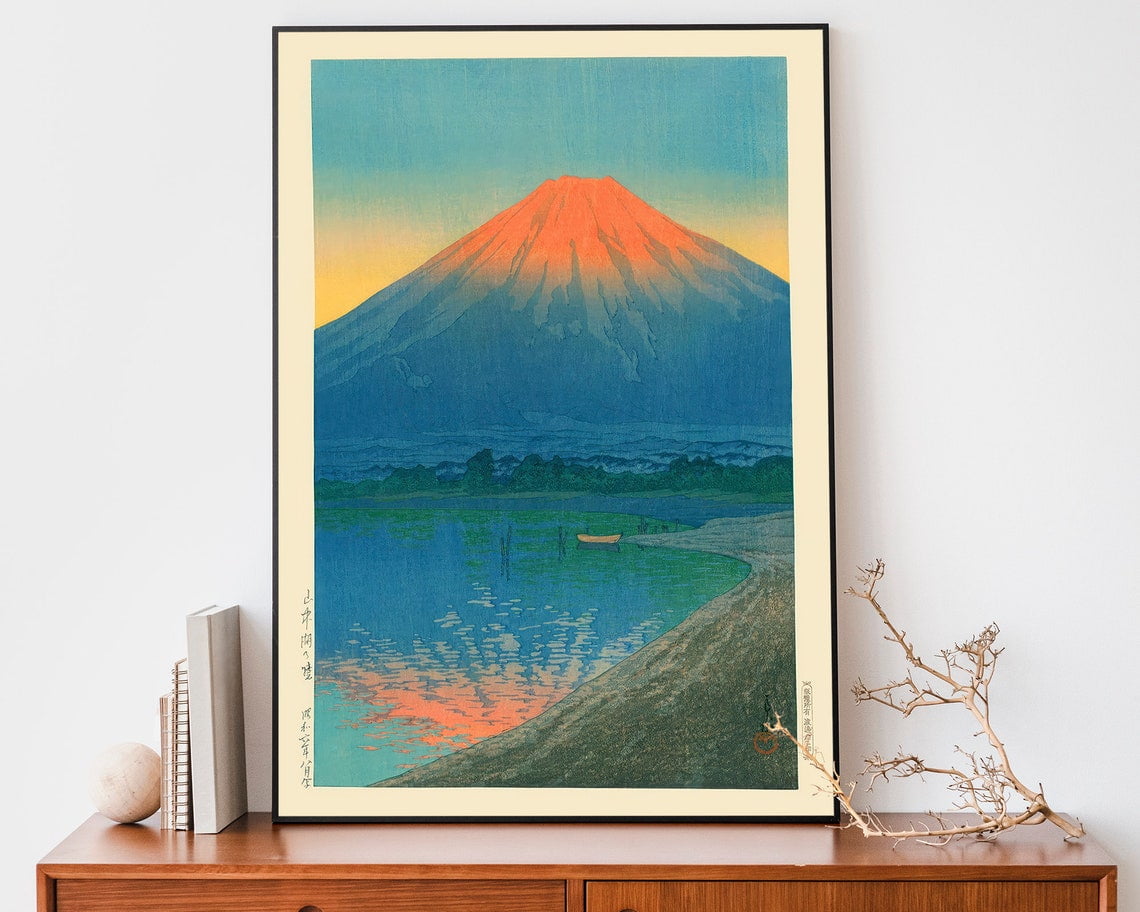 Japanese Poster, Woodblock Art, Lake Yamanaka And Mount Fuji By Kawase ...
