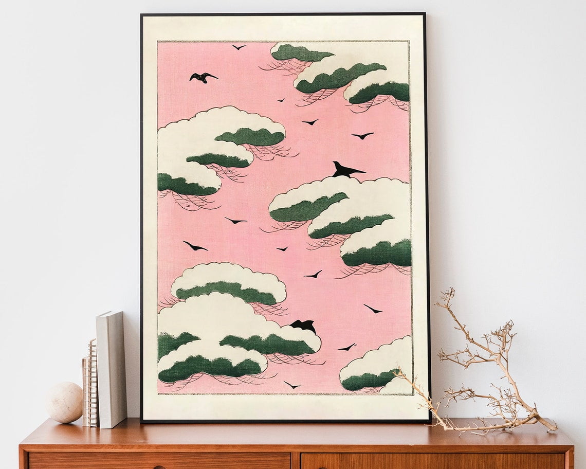 Japanese Poster, Woodblock Art, Pink Sky From Bijutsu Sekai By Watanabe ...