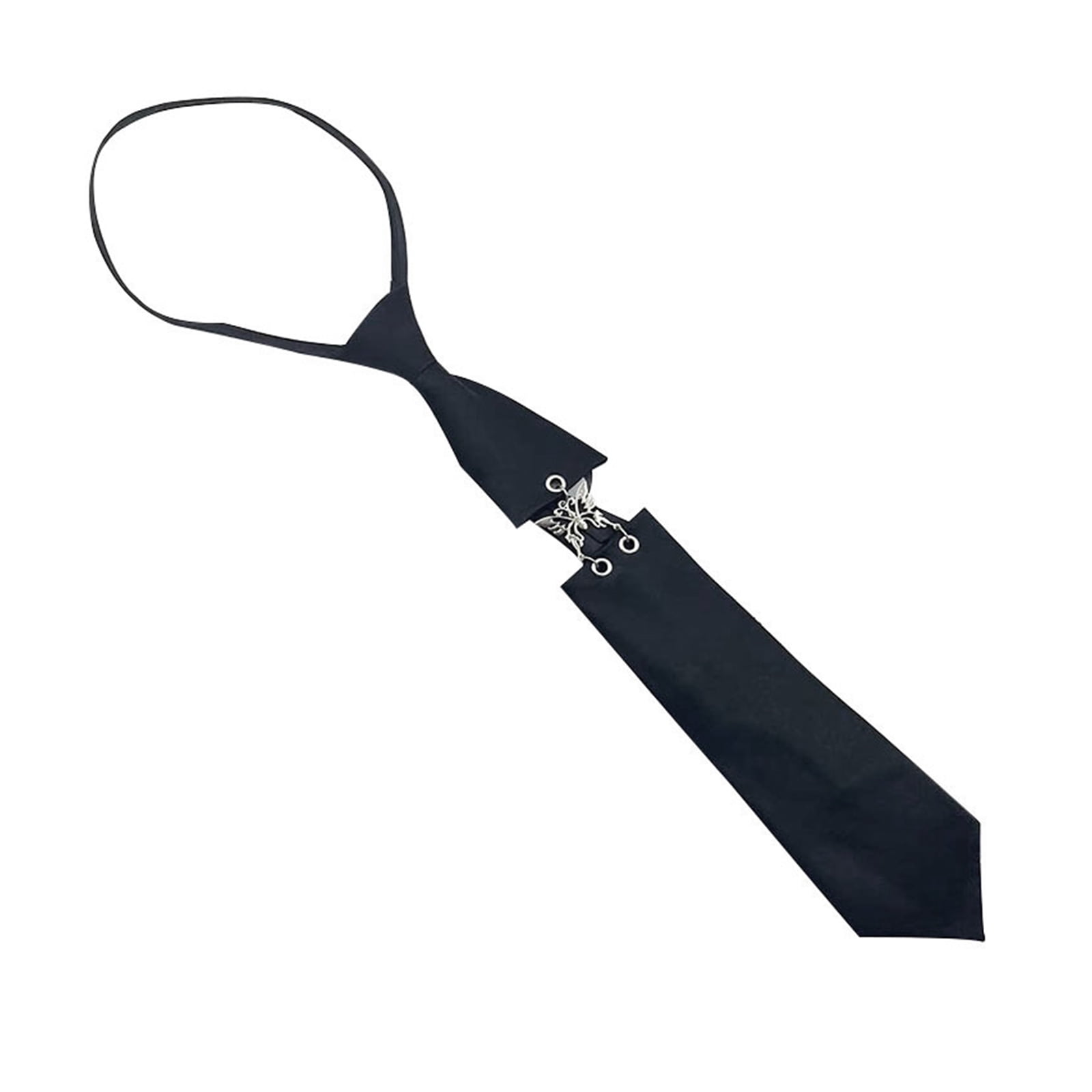 Japanese Punk Black Neck Tie with Metal Butterfly Linked School Student ...