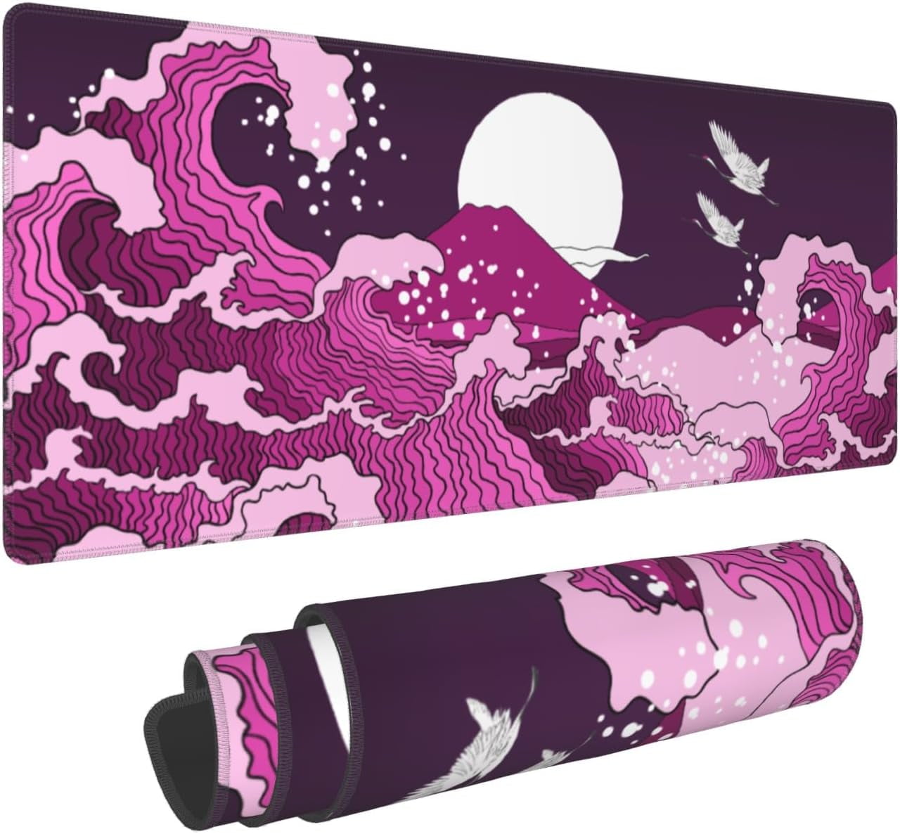 Japanese Purple Wave Gaming Mouse Pad 31.5 X 11.8 Inch XL Cool Style ...