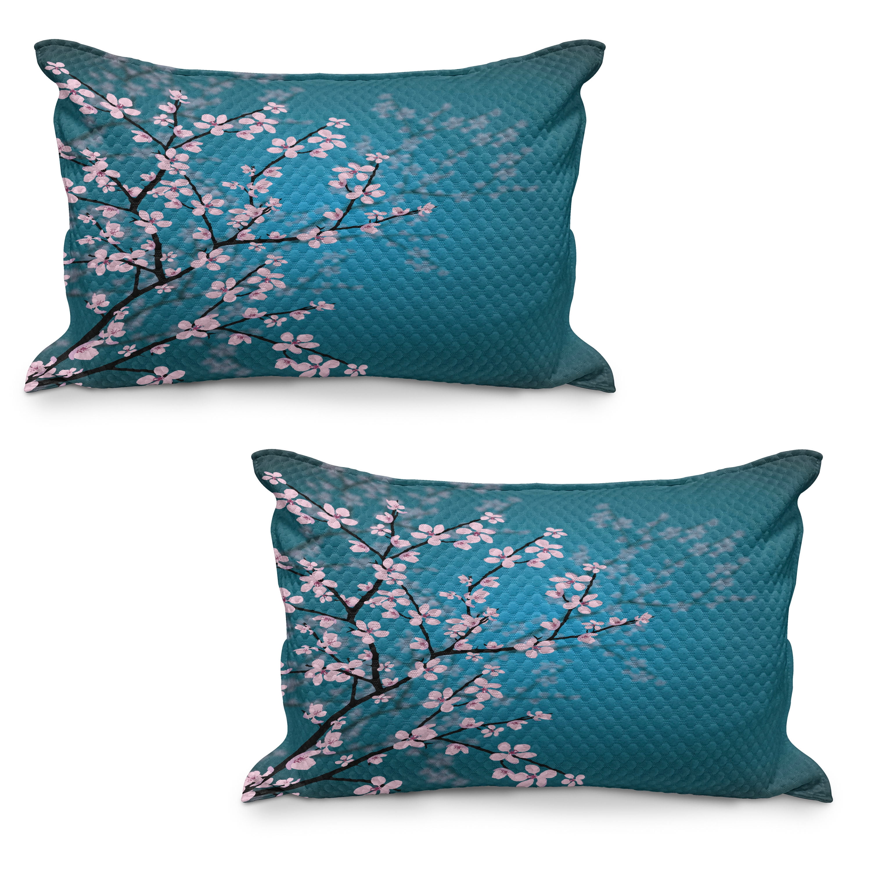Japanese Quilted Pillowcover Set of 2, Spring Season Sakura Flower ...