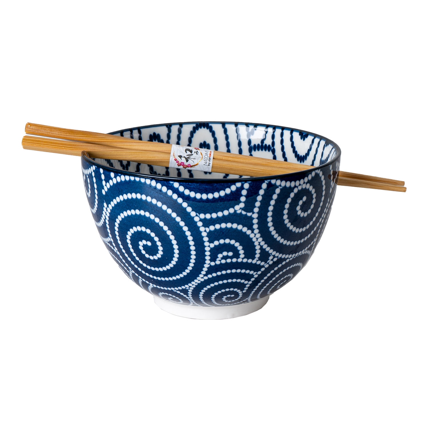 Japanese Ramen Udon Noodle Rice Bowl With Chopsticks Brush Swirl Design ...