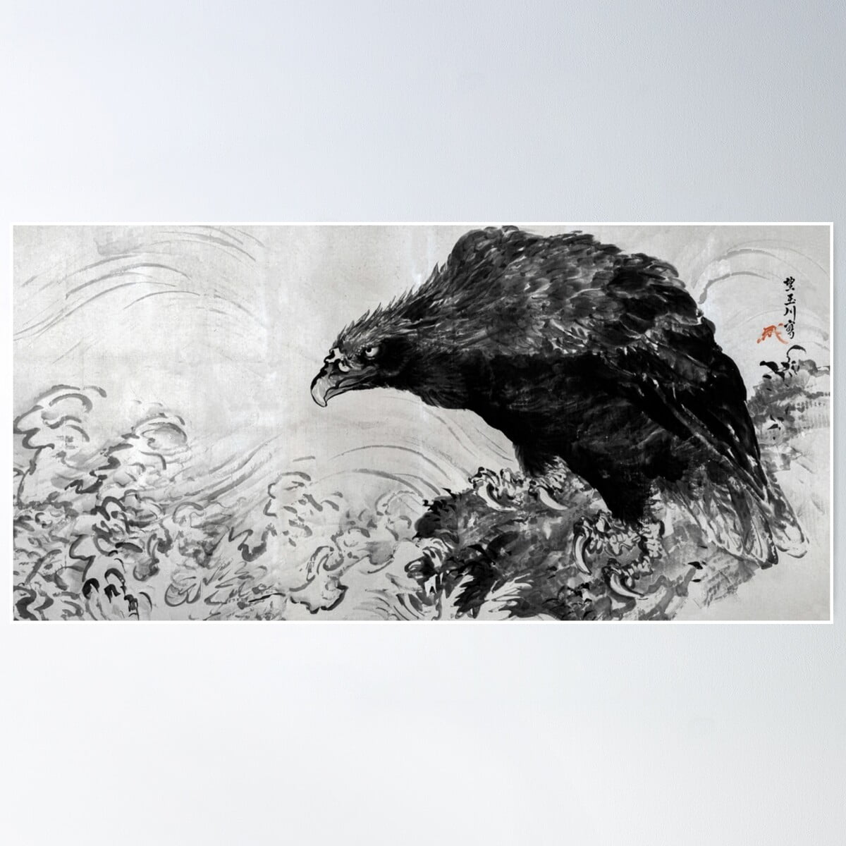 Japanese Raven Art Poster Wall Art, Modern Wall Decor For Living Room ...