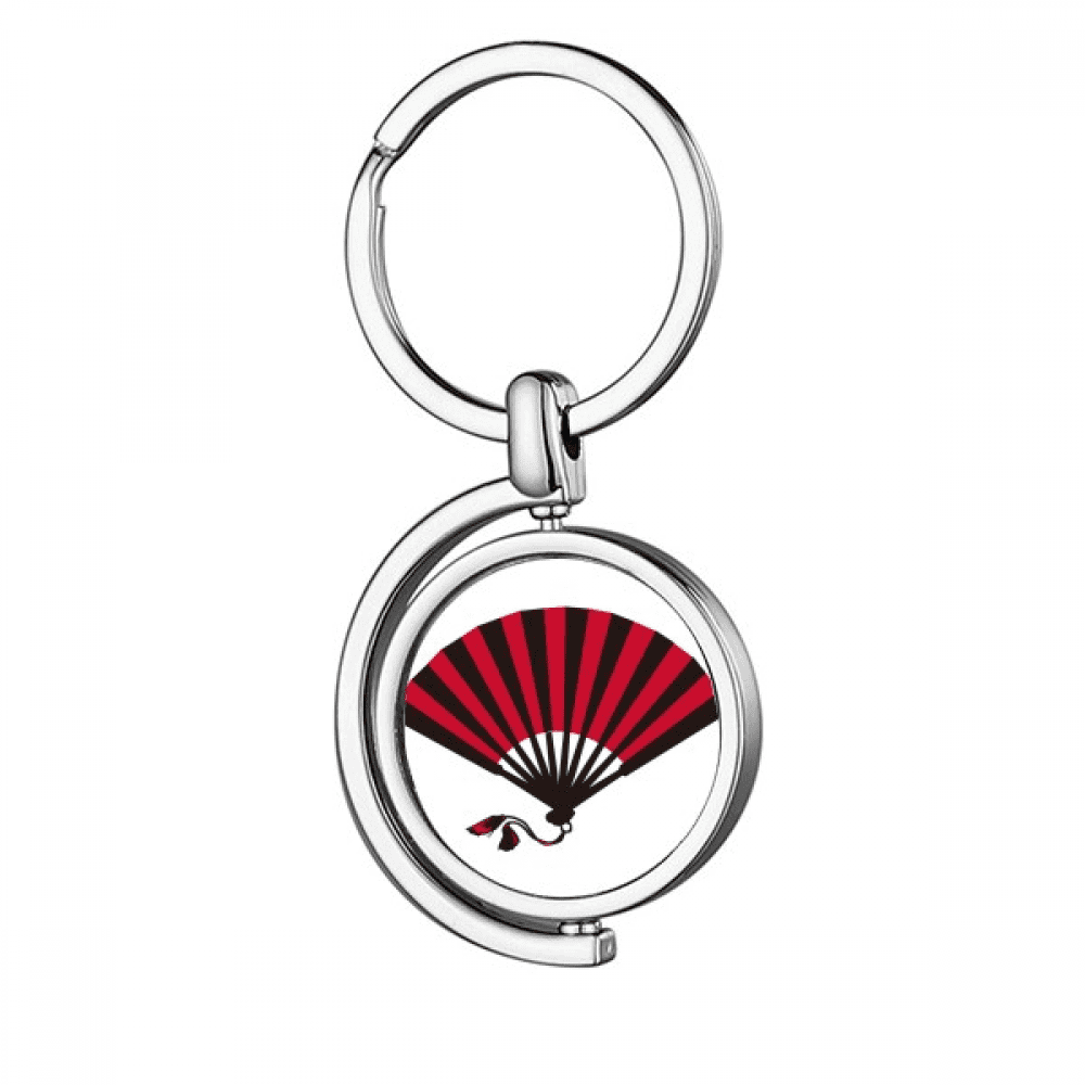 Japanese Red Black Fan Art Deco Fashion Rotating Keychain Metal Keyring ...