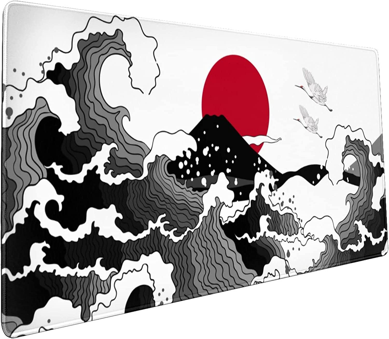 Japanese Red and Black Wave Mouse Pad 35.4 X 15.7 Inch Extended Large ...