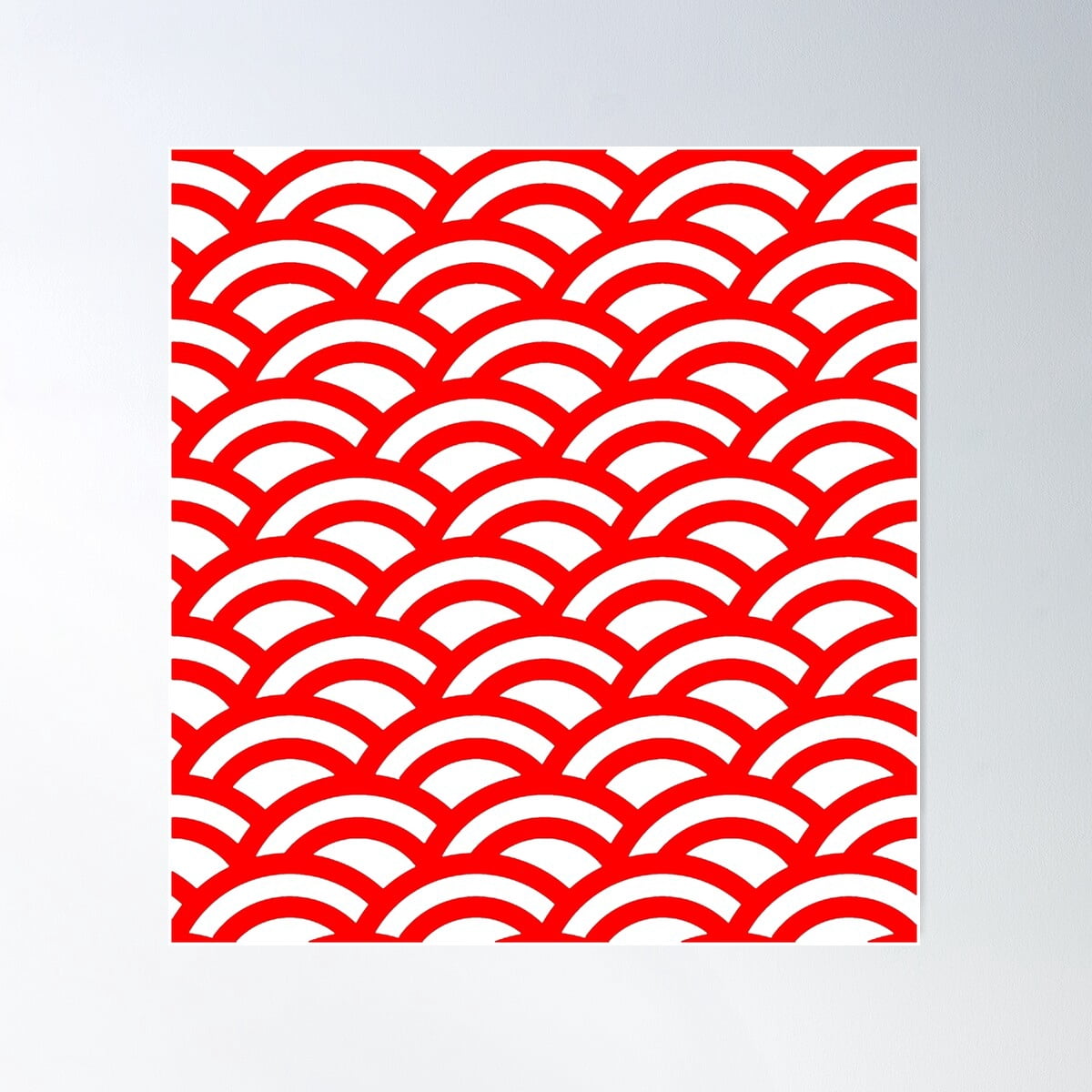 Japanese Red Seigaiha Wave Pattern Poster Wall Art, Modern Wall Decor ...
