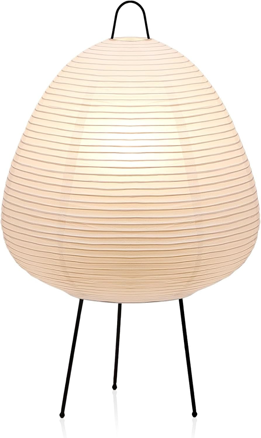 Japanese Rice Paper Table Lamp: 3000K Bulb Included - Handmade Round Japandi Noguchi Akari Lamps ...