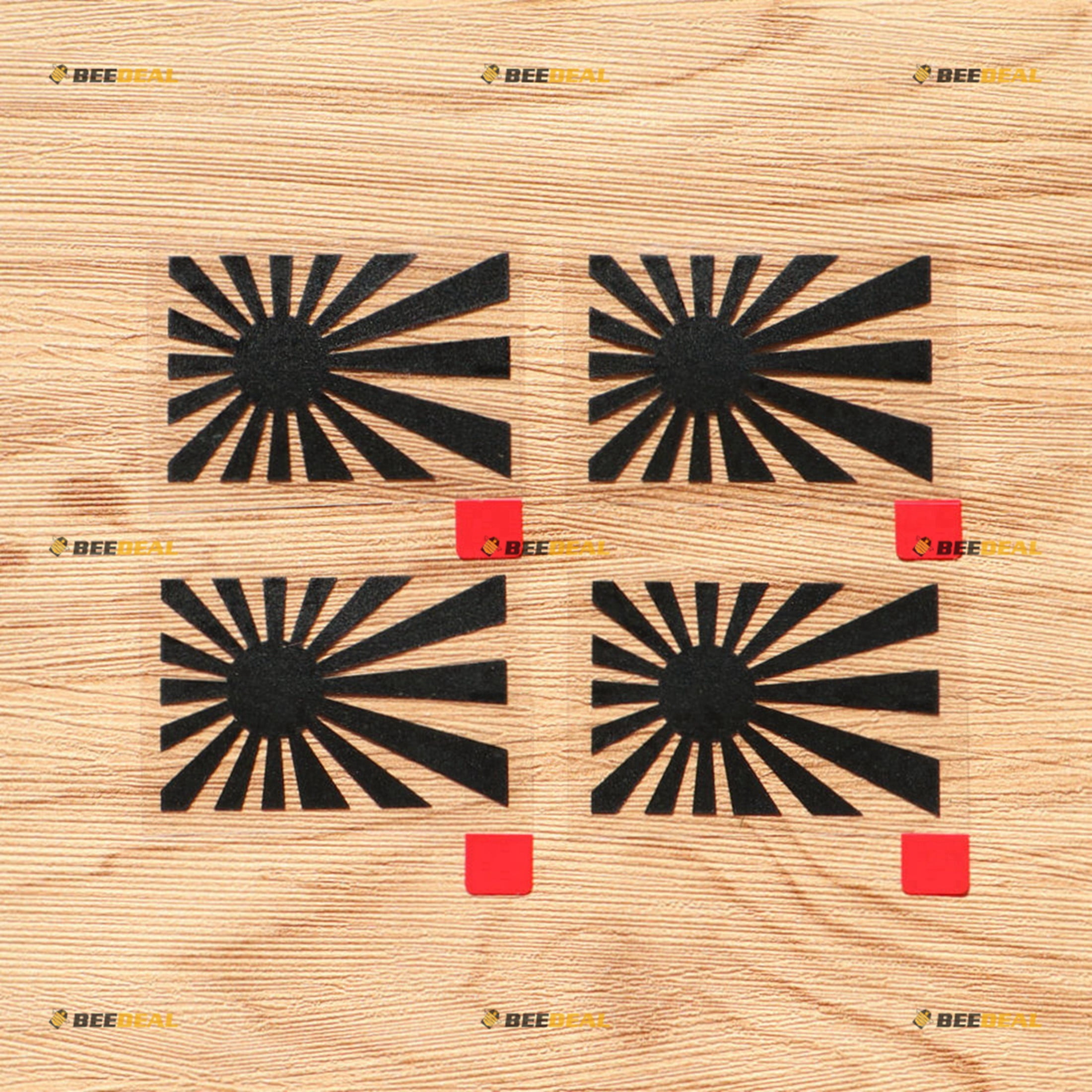 Japanese Rising Sun Decal Sticker Vinyl JDM Japan - 4 Pack Black, 2 ...