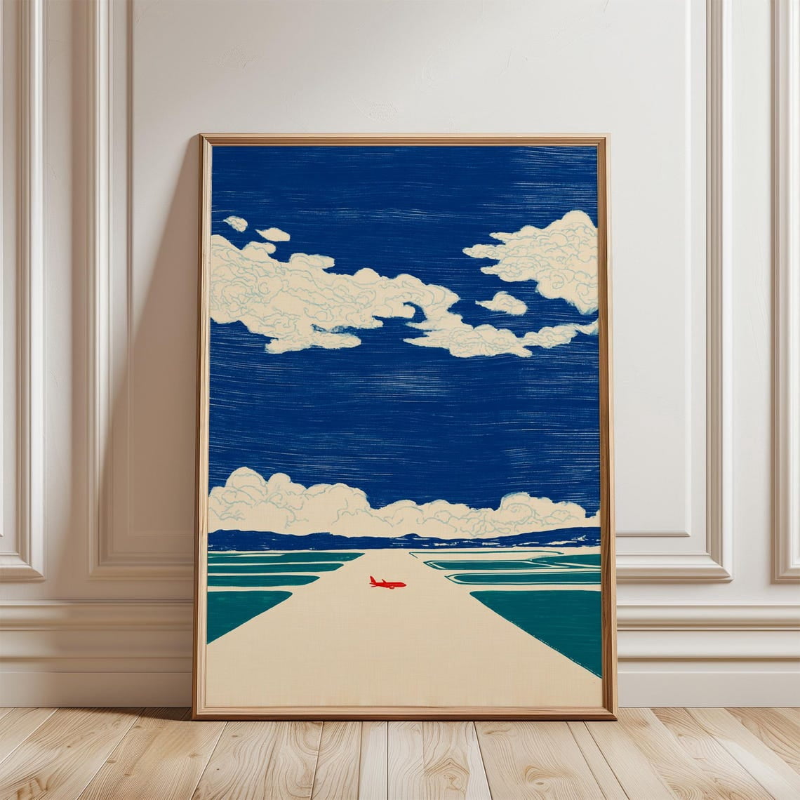 Japanese Runway Blue Sky Plane Poster Unframed Paper Print - Walmart.com