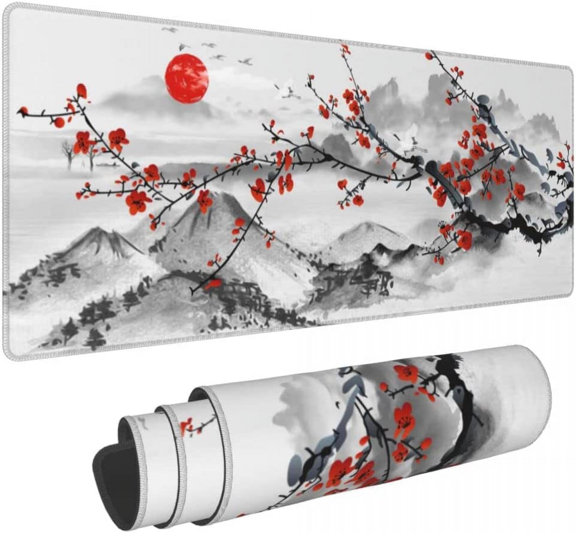 Japanese Sakura Cherry Blossom Mouse Pad XXL Full Desk Mousepad Extended Large Non-Slip Rubber ...