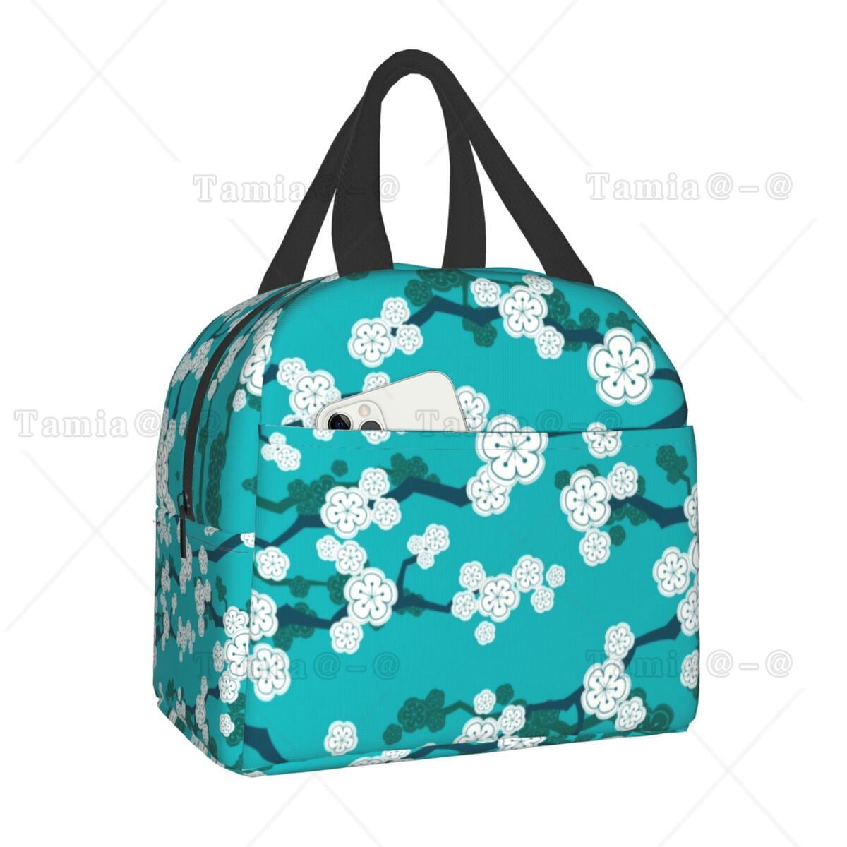 Japanese Sakura Cherry Blossoms Insulated Lunch Bags for Women Resuable ...