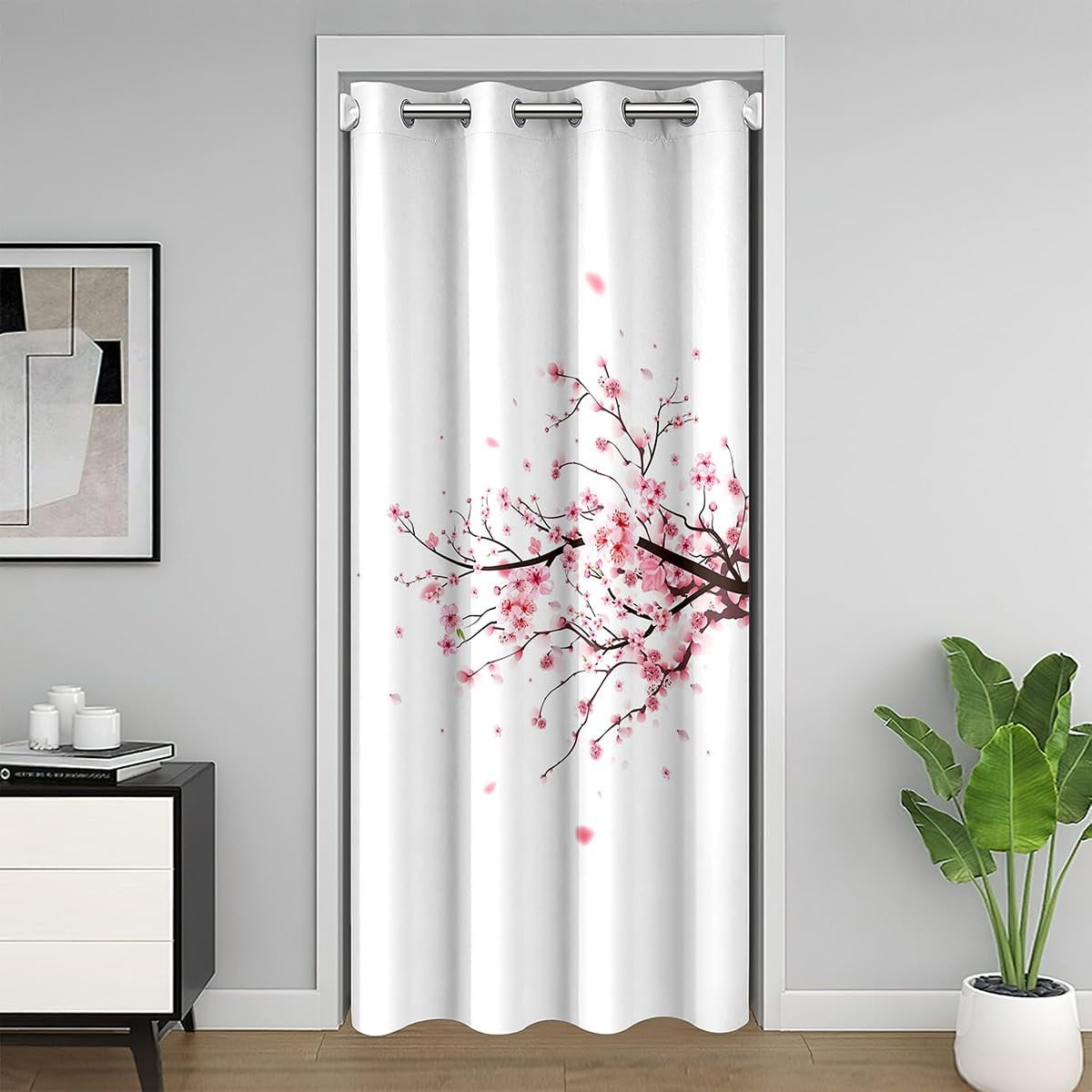 Japanese Sakura Floral Cherry Blossom Door Curtains for Bedroom Cafe ...