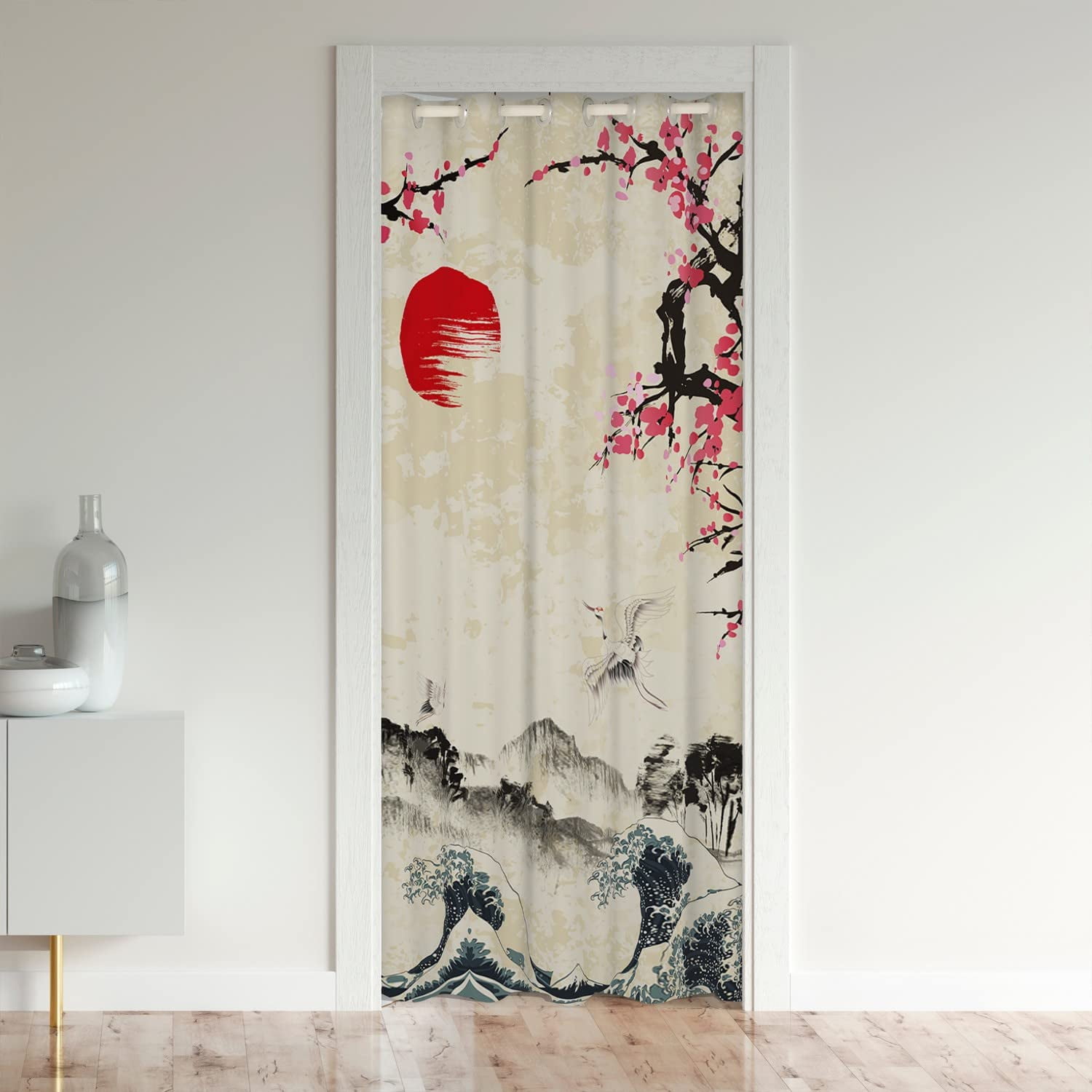 Japanese Sakura Floral Cherry Blossom Door Curtains for Bedroom Cafe ...