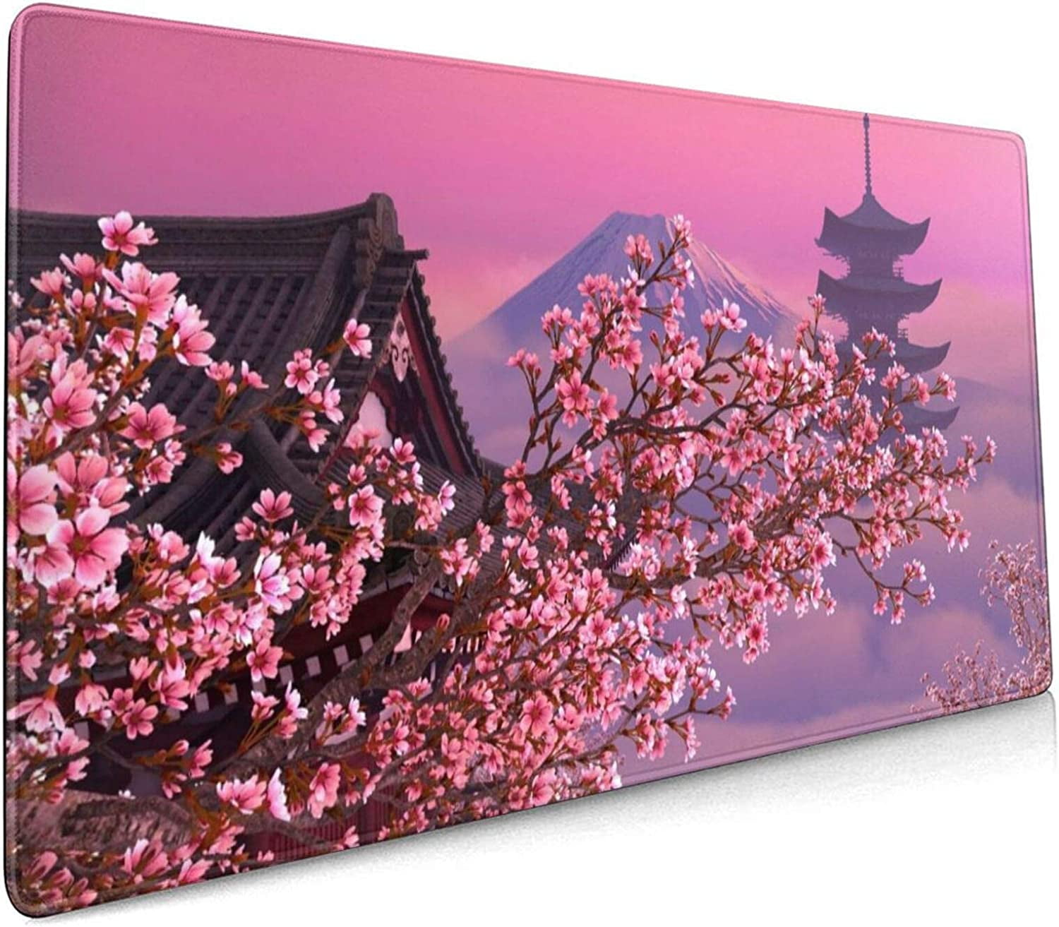 Japanese Sakura Flower Extended Mouse Pad 35.4x15.7 Inch XXL Pink Cherry Blossom Non-Slip Rubber ...