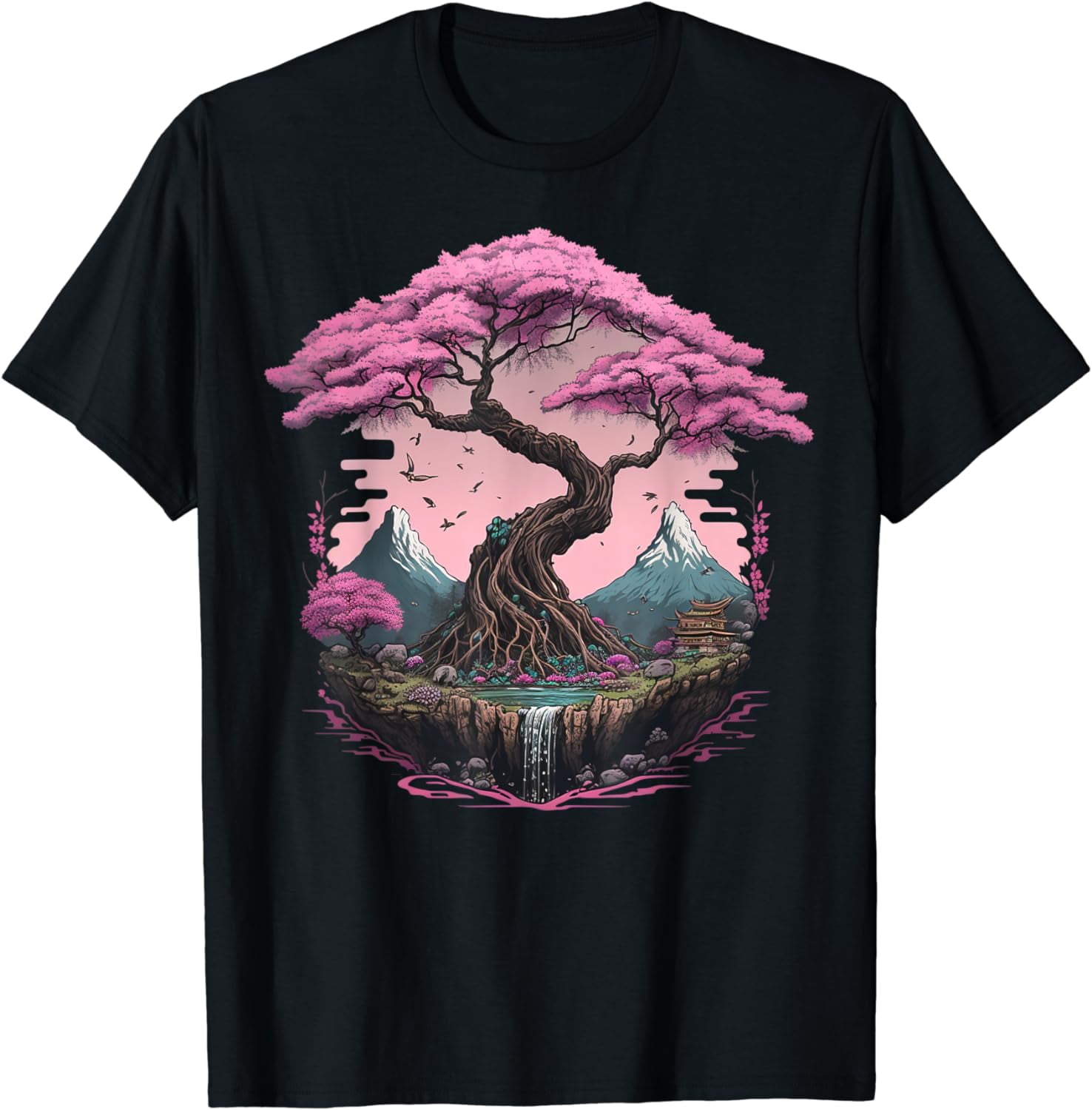 Japanese Sakura Garden Geisha Mount Fuji Cherry Blossom T-Shirt ...