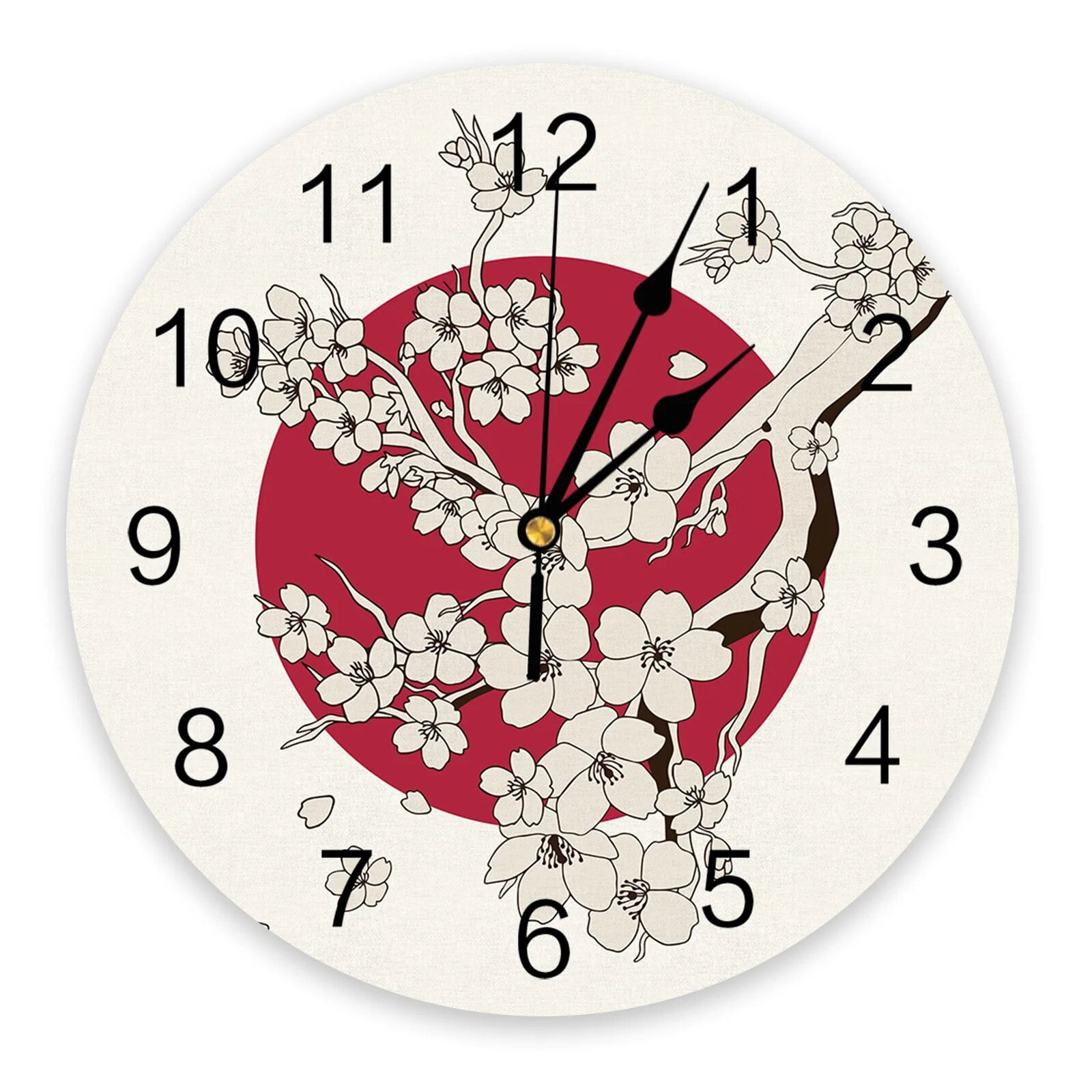 Japanese Sakura Sun Simple Retro Wall Clock Modern Design Living Room ...