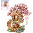 Japanese Sakura Tree House Building Blocks Set, Pink Cherry Tree Bonsai ...