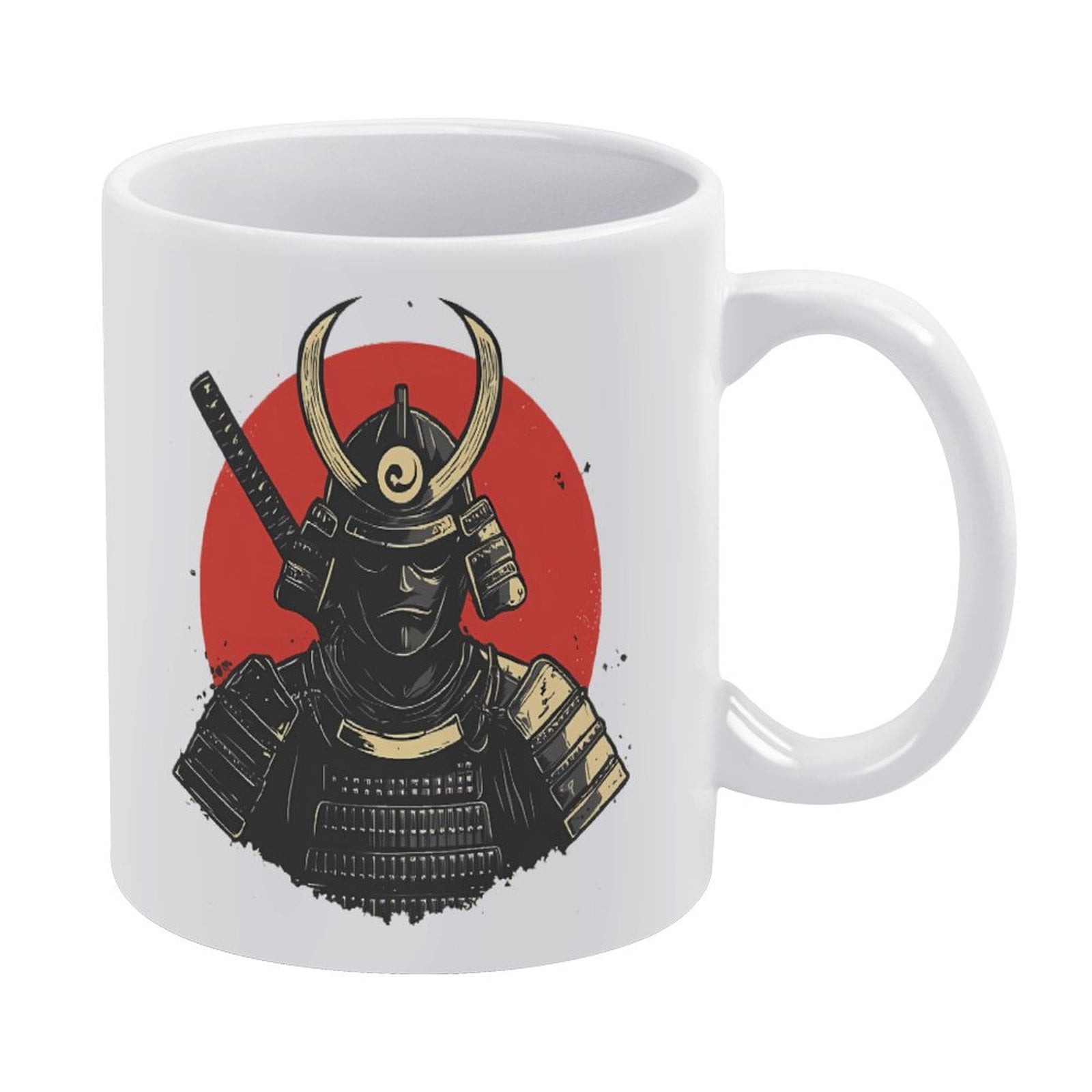 Japanese Samurai 11oz Coffee Mug with Handles Ceramic Tea Cup For Water ...