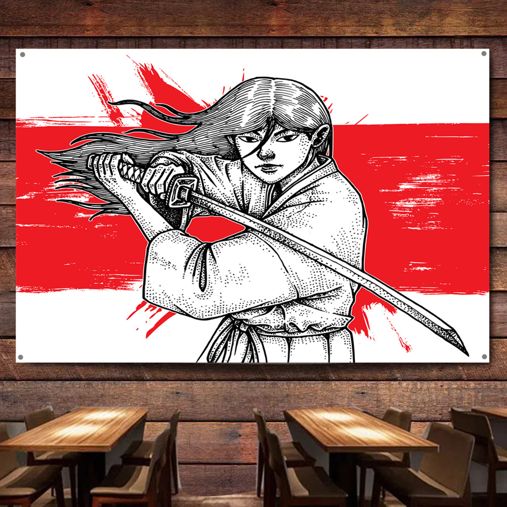 Japanese Samurai Artwork Tapestry Wall Painting Ukiyo-e Bushido Tattoo ...
