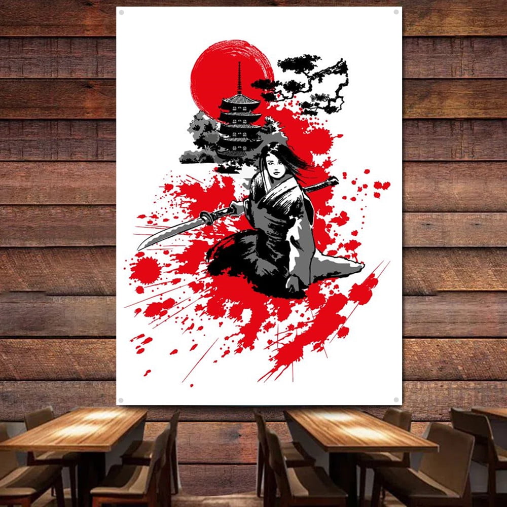 Japanese Samurai Artwork Wall Art Posters and Prints Hanging Banner ...