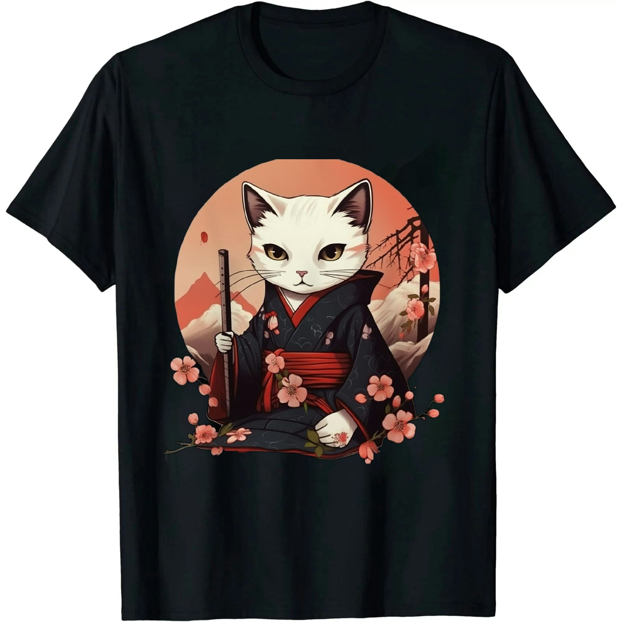 Japanese Samurai Cat Tattoo, Kawaii Ninja Cat T-Shirt - Walmart.com