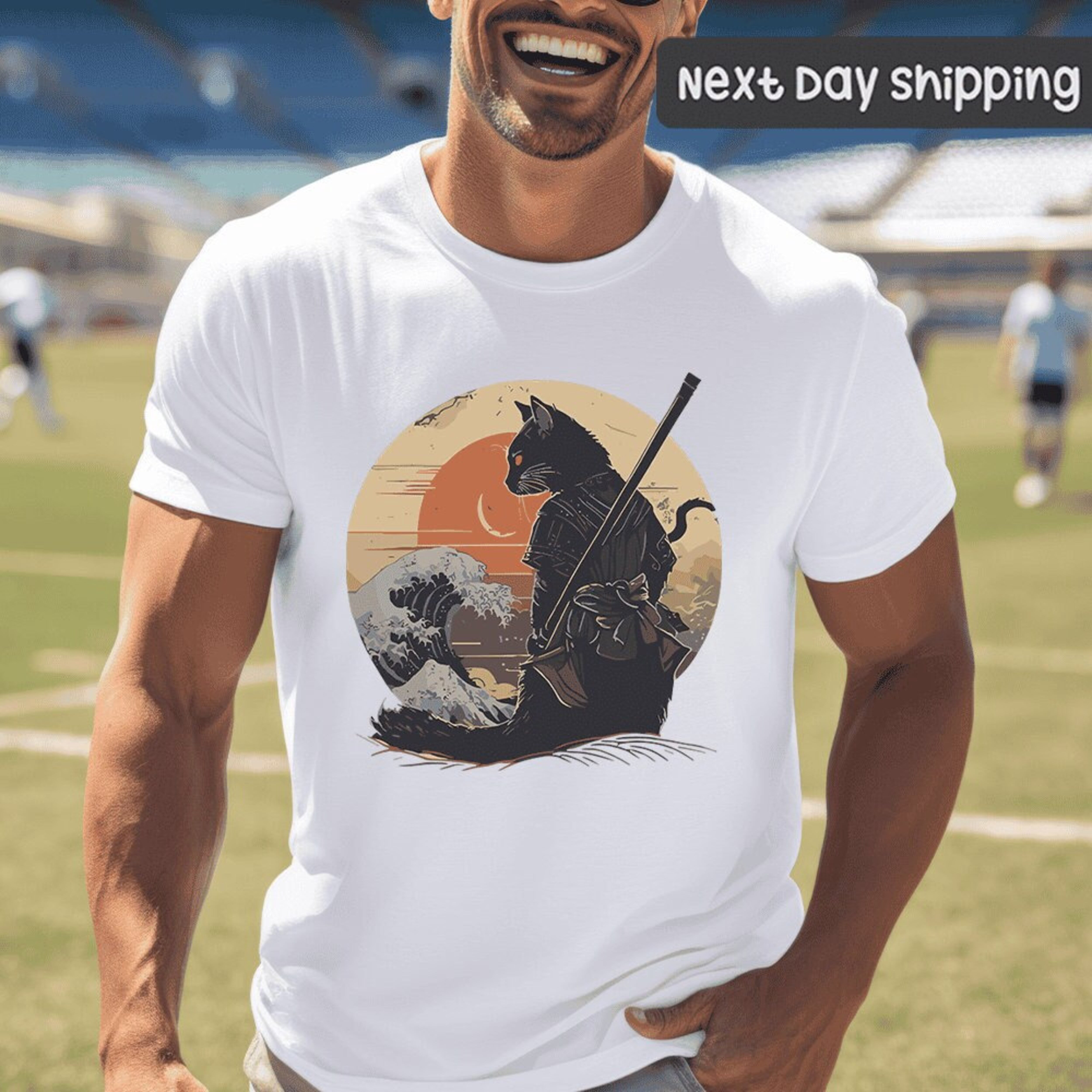 Japanese Samurai Cat, The Great Wave off Kanagawa Hokusai Premium Fair ...