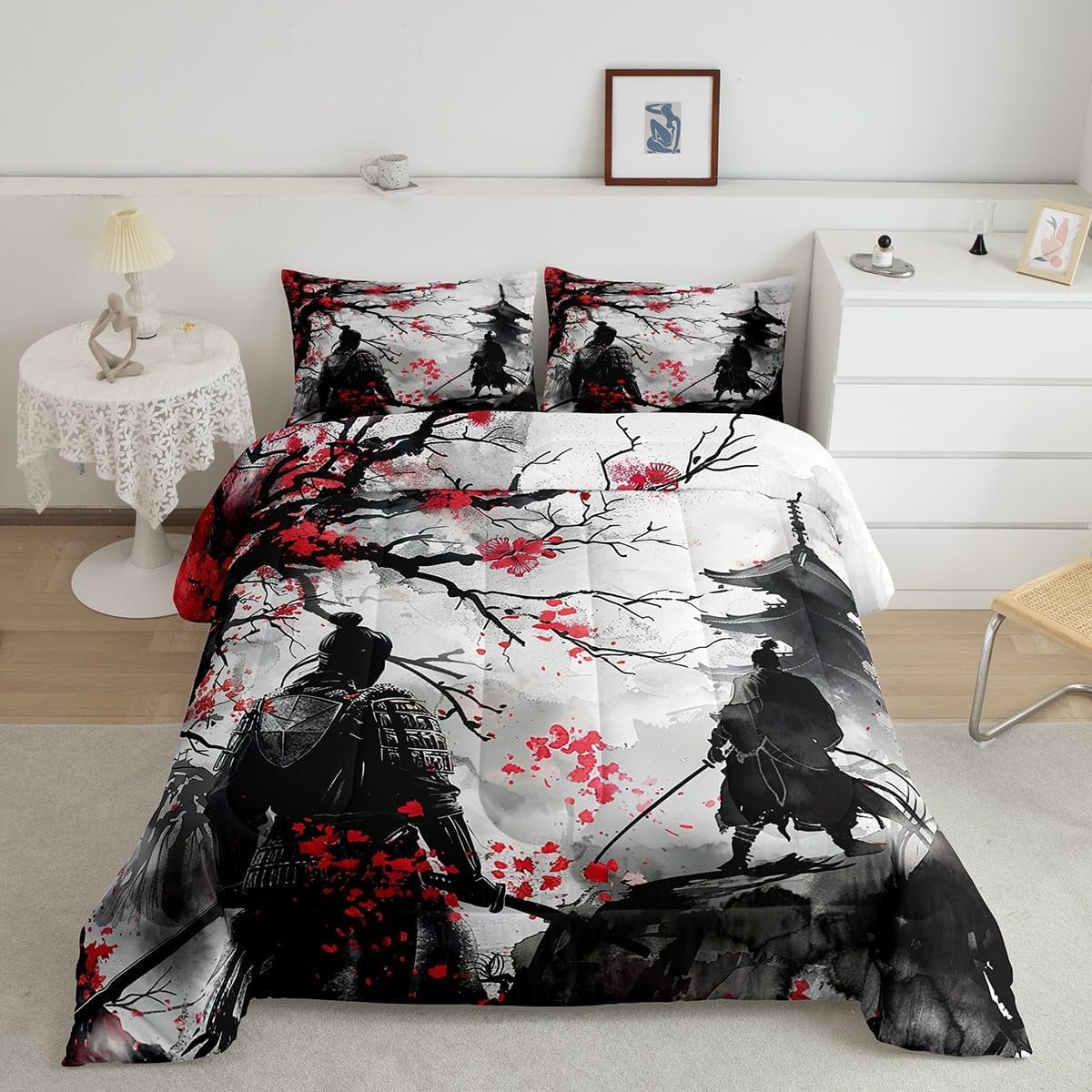 Japanese Samurai Comforter Set Queen Size Kids Japanese Ukiyoe ...