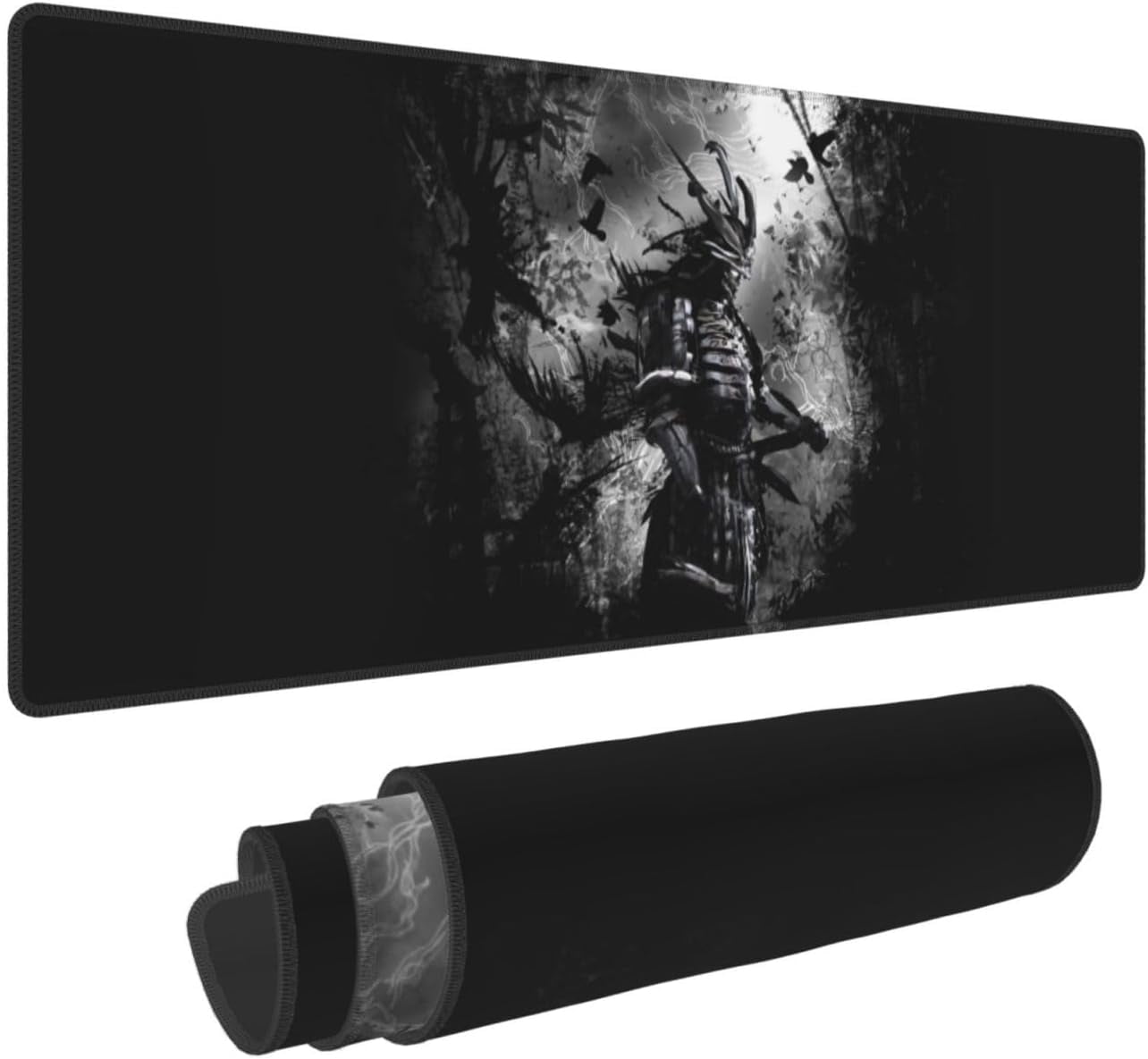 Japanese Samurai Cool Anime Black Mouse Pad 31.5x11.8 in Desk ...