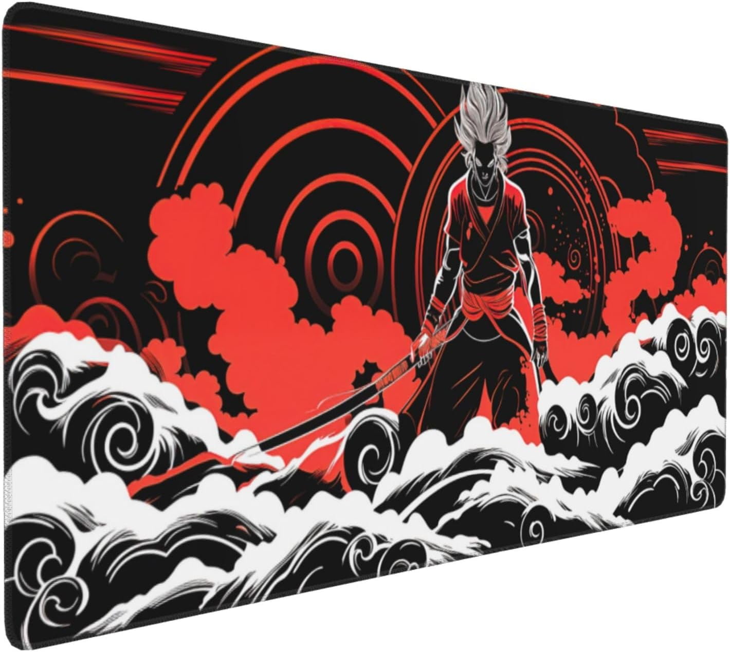 Japanese Samurai Cool Anime Red and Black Mouse Pad Extended XXXL 35.4 ...