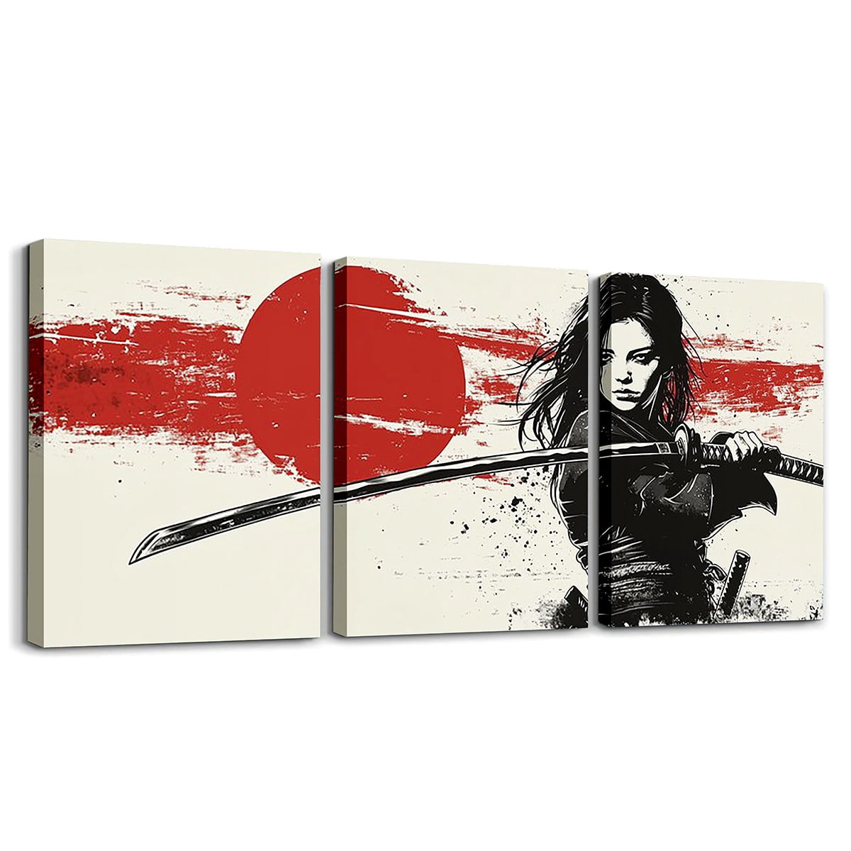 Japanese Samurai Cool Canvas Wall Art Red Sun Wall Paintings Prints Red ...