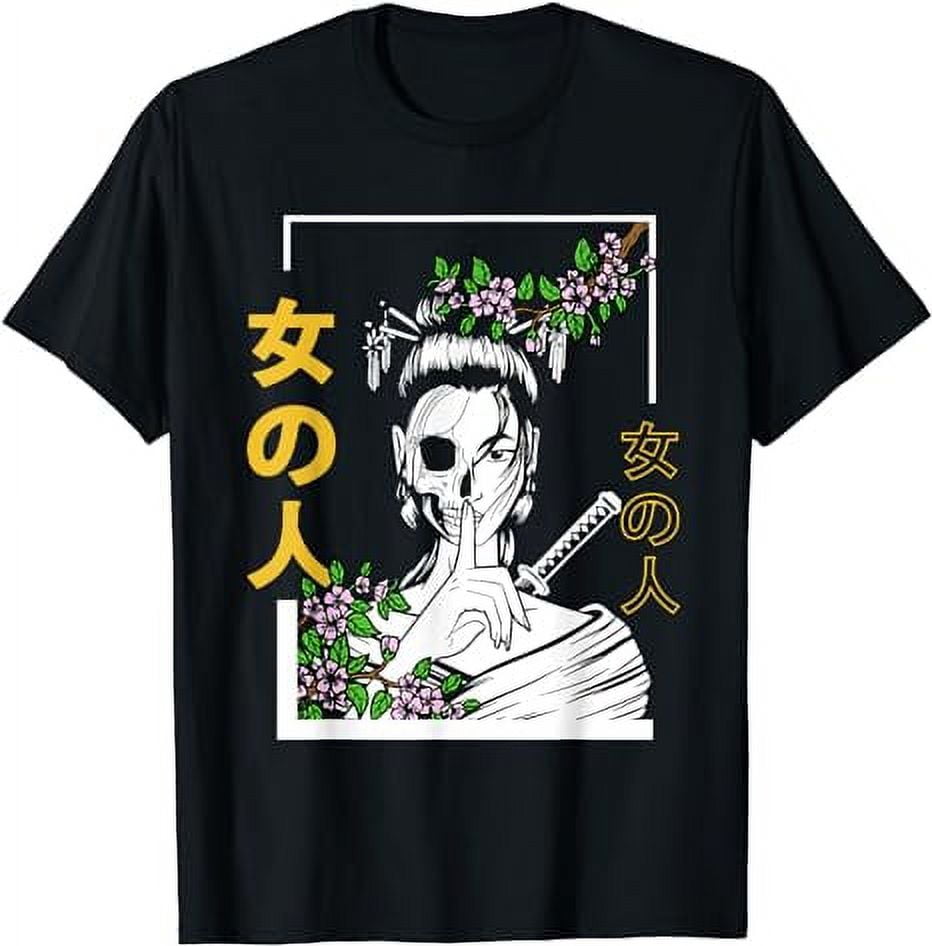 Japanese Samurai Floral Warrior Flower Woman Tokyo Anime T-Shirt ...