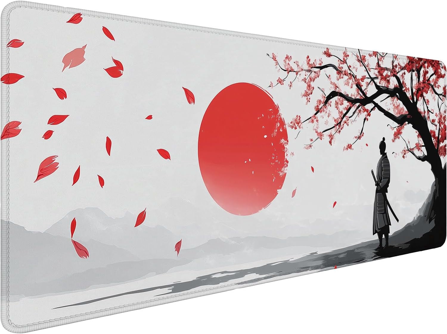 Japanese Samurai Gaming Mouse Pad Cherry Blossoms Red Sun Anime ...