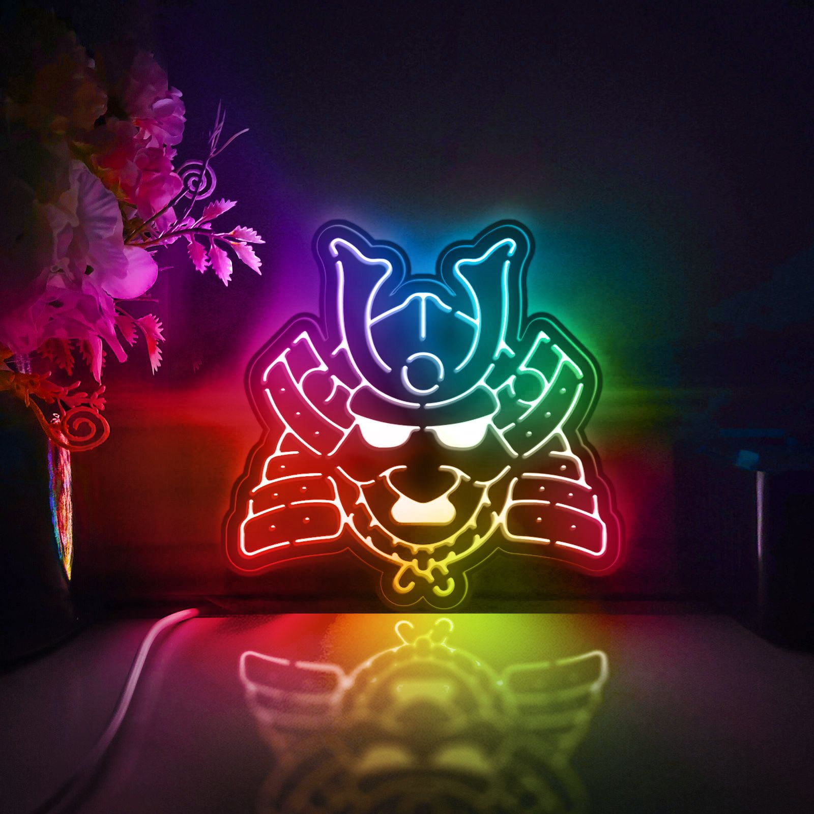 Japanese Samurai Helmet Led Light Box, Dimmable Neon-Like Light Signs ...