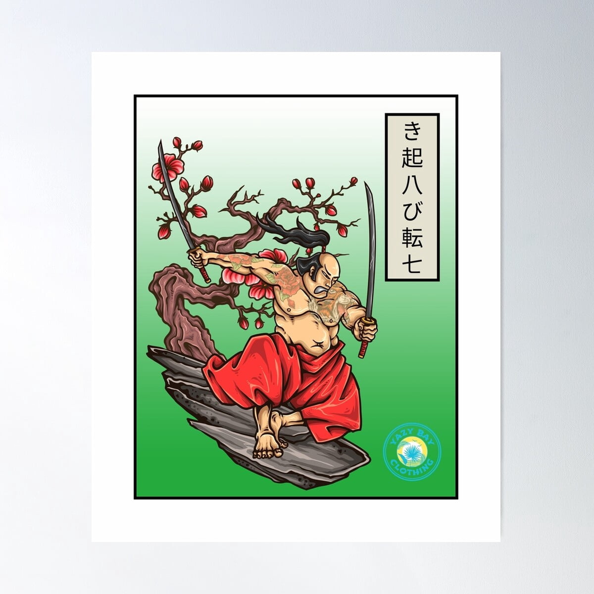 Japanese Samurai - Japanese Proverb - Green Poster Wall Art, Modern ...