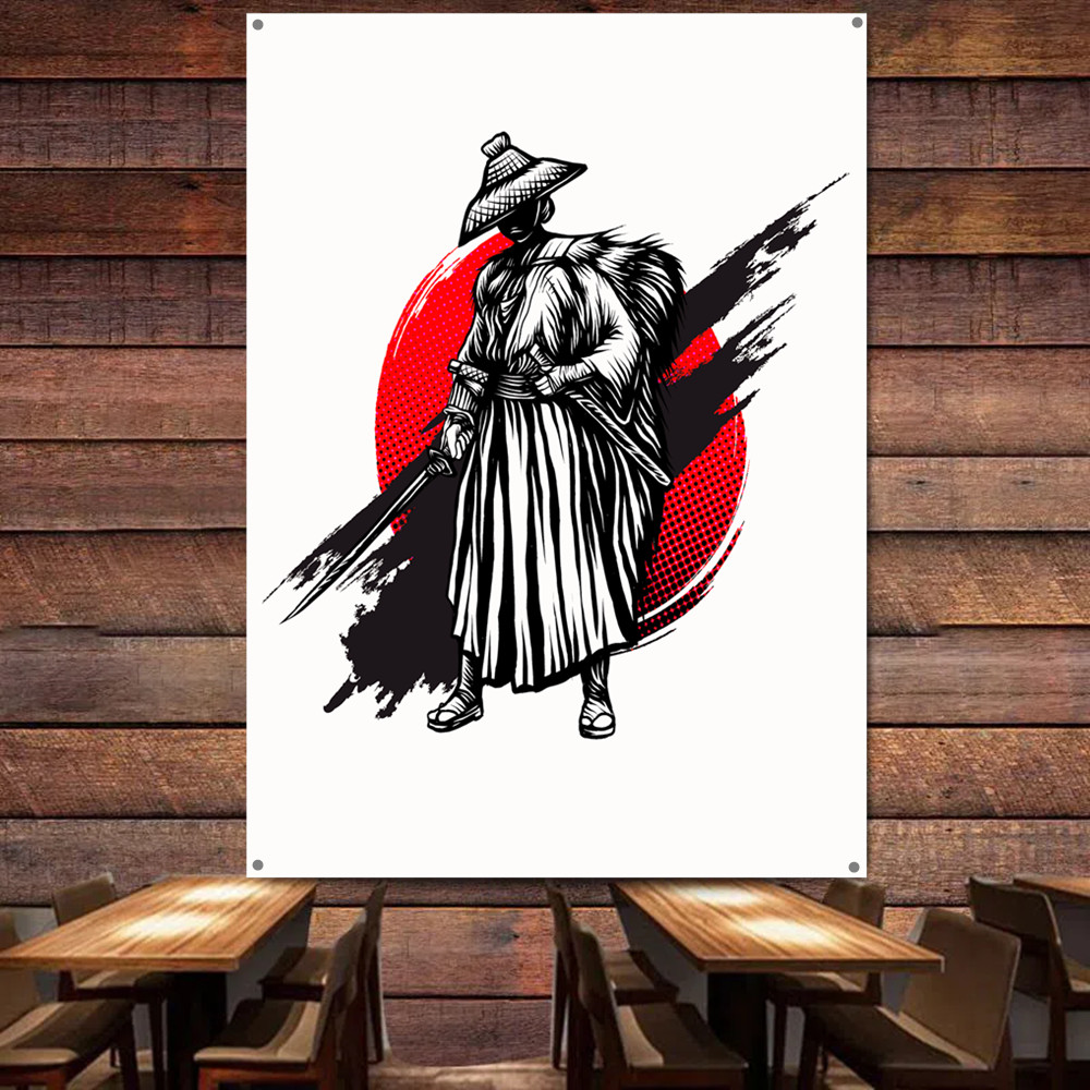 Japanese Samurai Military Art Decorative Banner Wall Hanging Flag ...