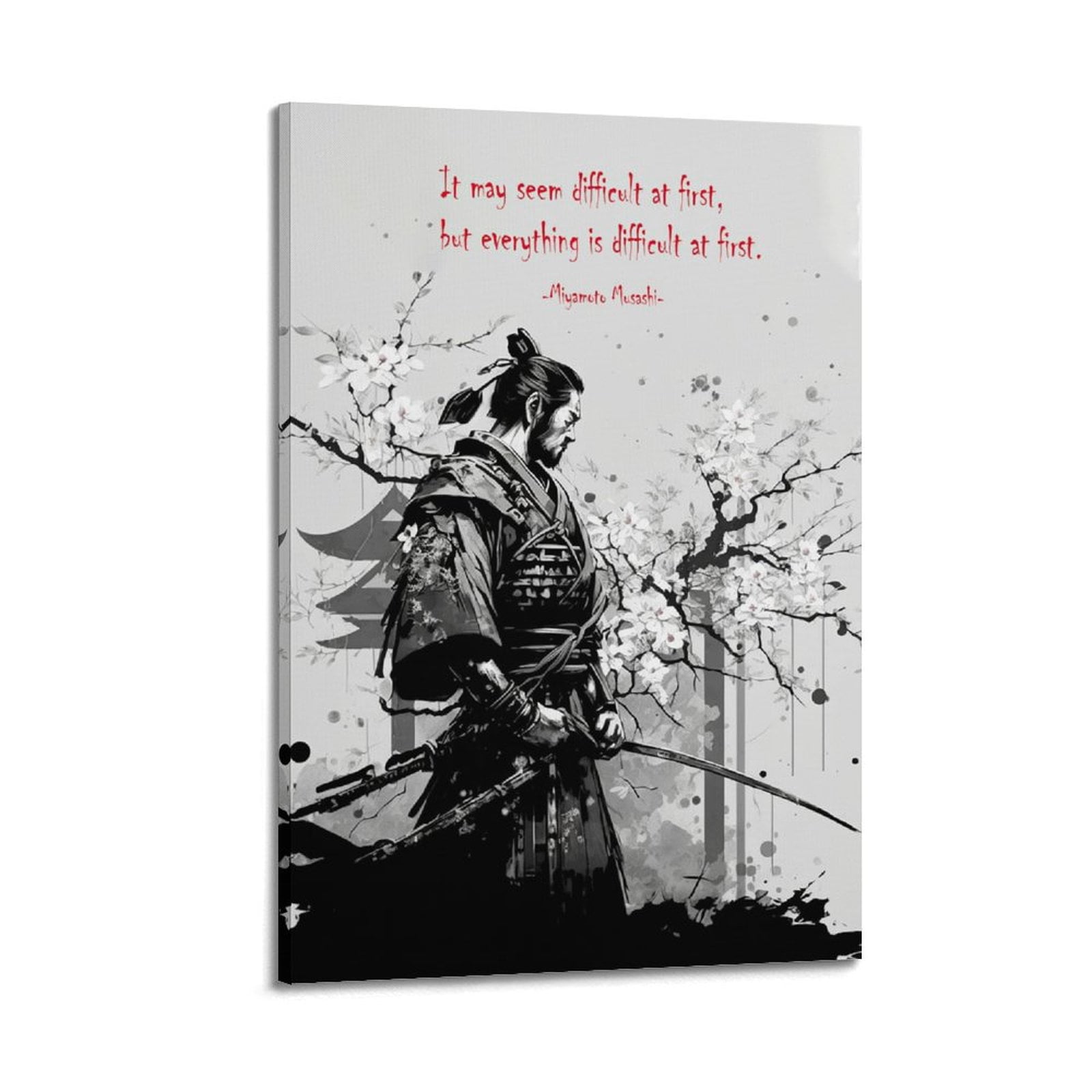 Japanese Samurai Wall Art Miyamoto Musashi Inspirational Quotes Poster ...