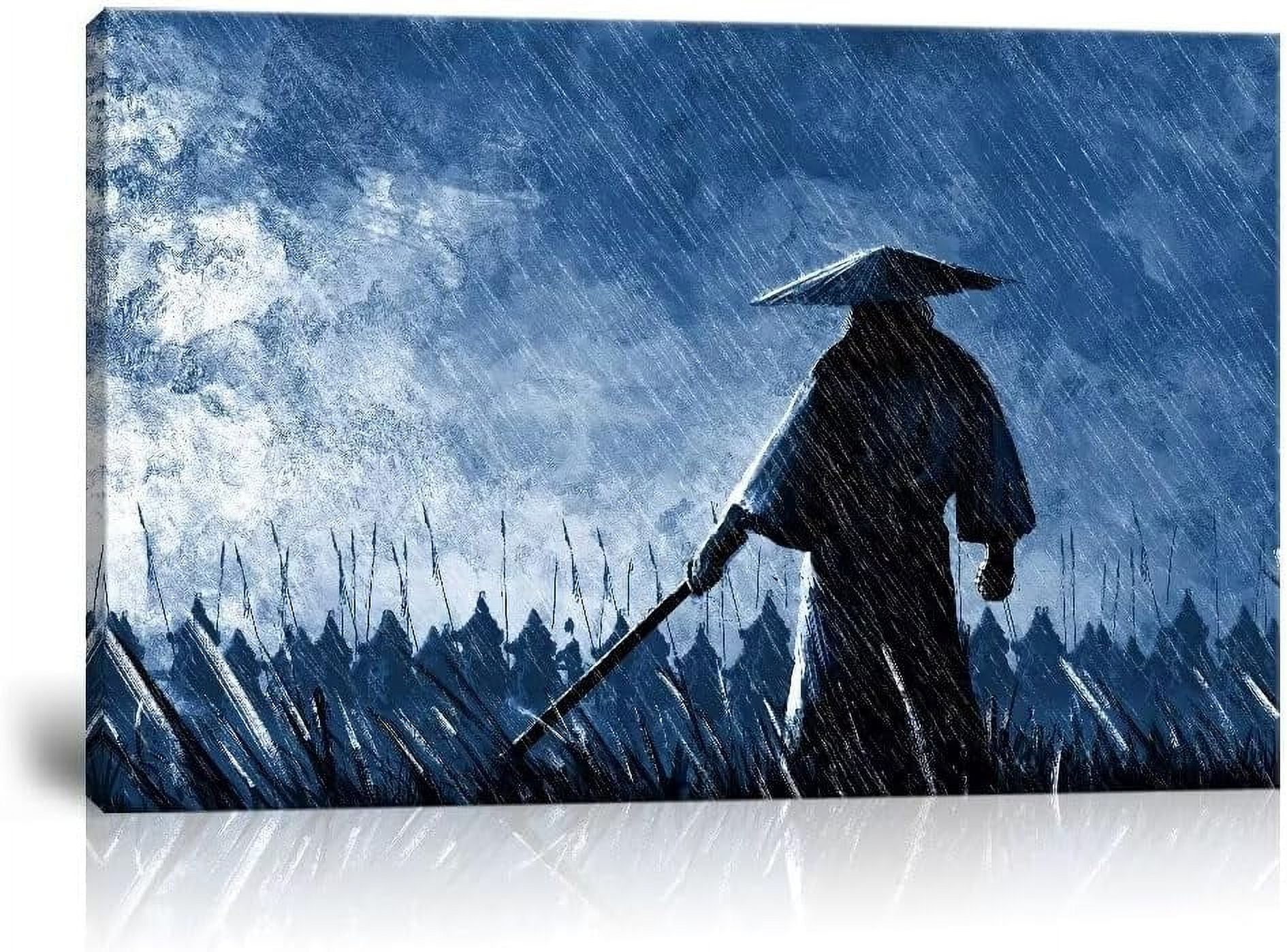 Japanese Samurai Wall Art Prints A Rainy Night Samurai Pictures Wall ...