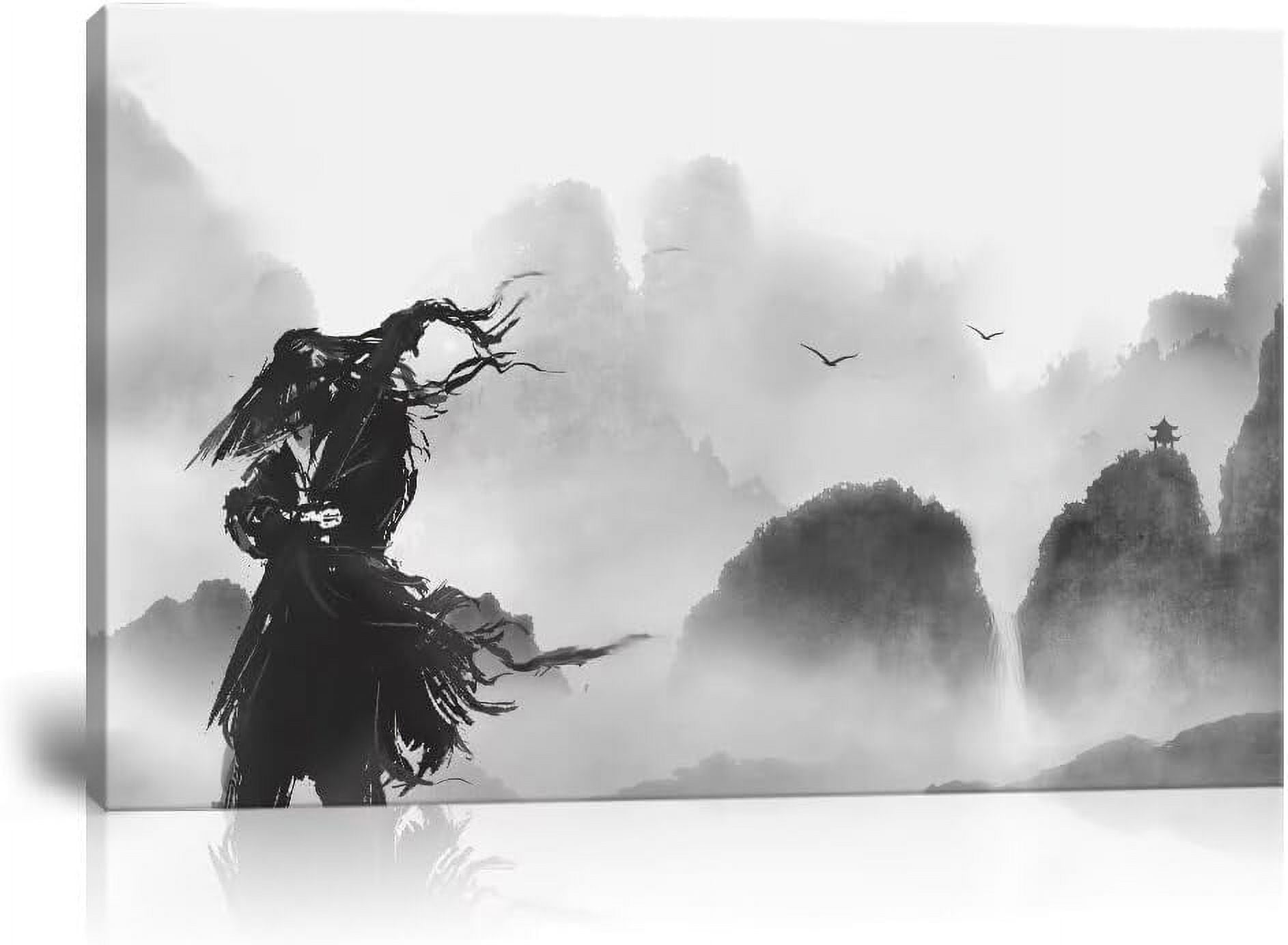 Japanese Samurai Wall Art Prints Ink Painting Style Samurai Pictures ...