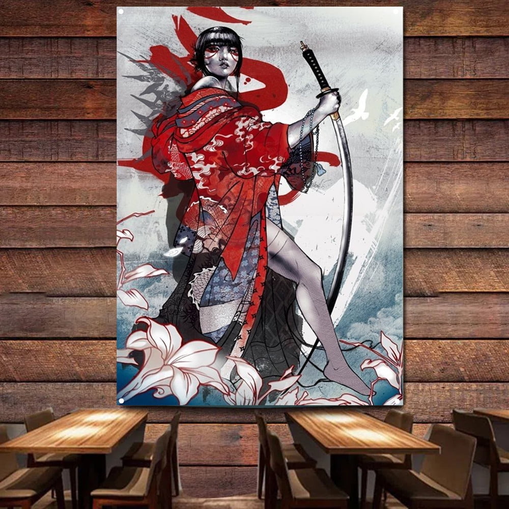 Japanese Samurai Warrior Artwork Canvas Painting Wall Art Banner - 38 ...