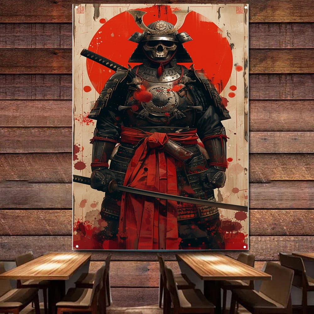 Japanese Samurai Warrior Artwork Canvas Painting Wall Art Banner ...