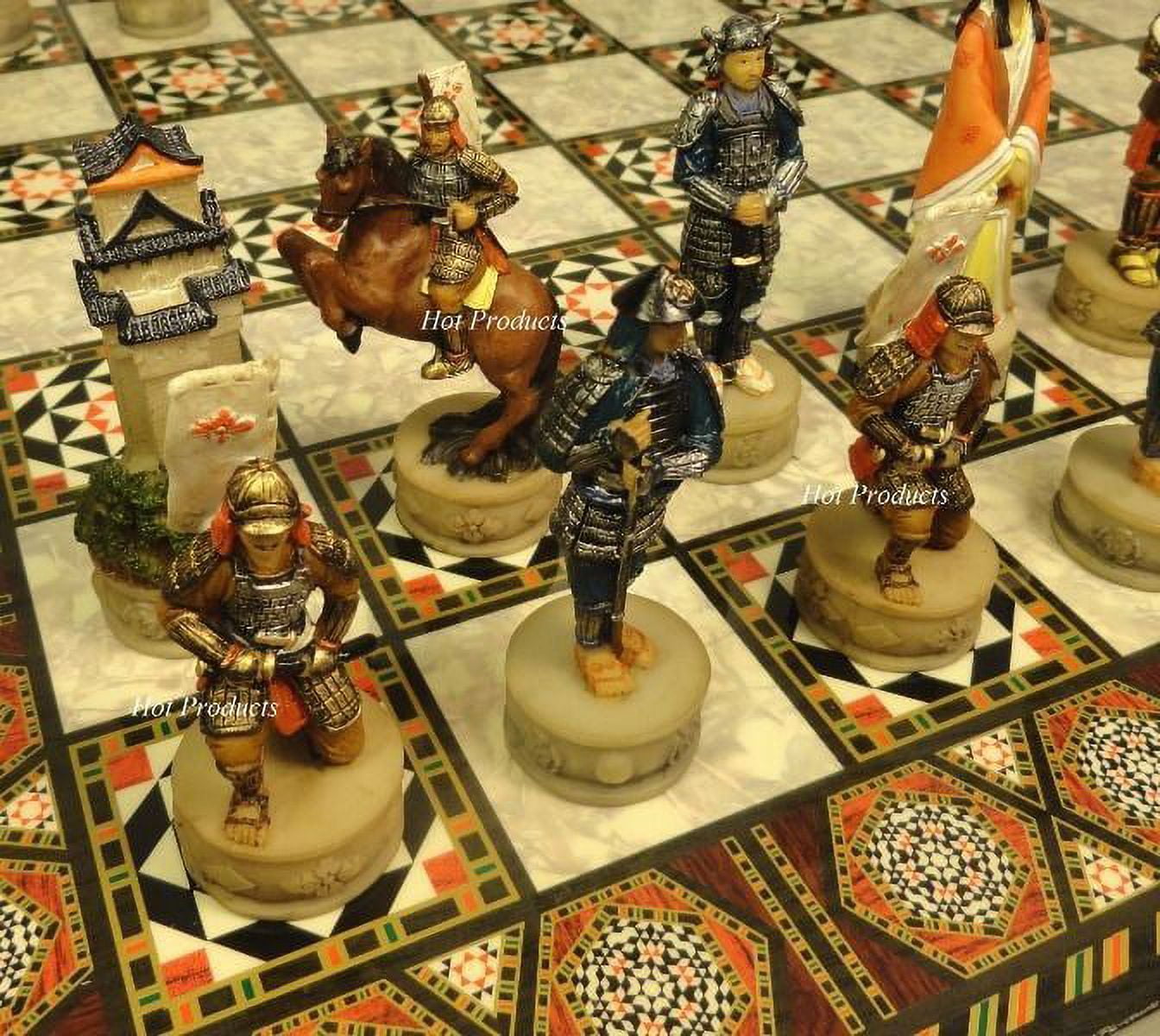 Japanese Samurai Warrior Chess Set With 17" Mosaic Color Board ...