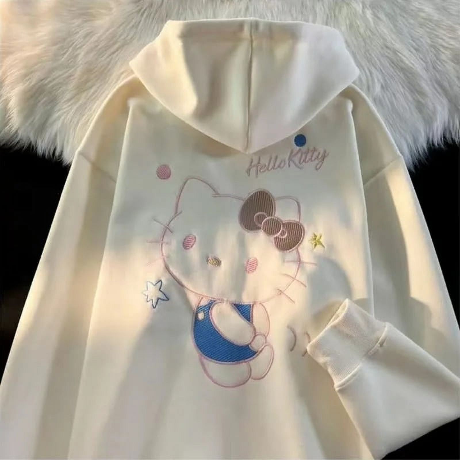 Japanese Sanrio Original Cute Embroidery Hello Kitty Zip Coat Girl ...