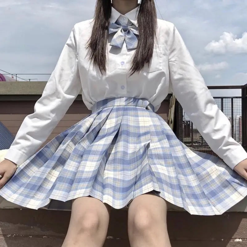 Japanese School Uniform Jk Plus Size S-8xl School Uniform Spring and Autumn Lattice Skirt Top ...