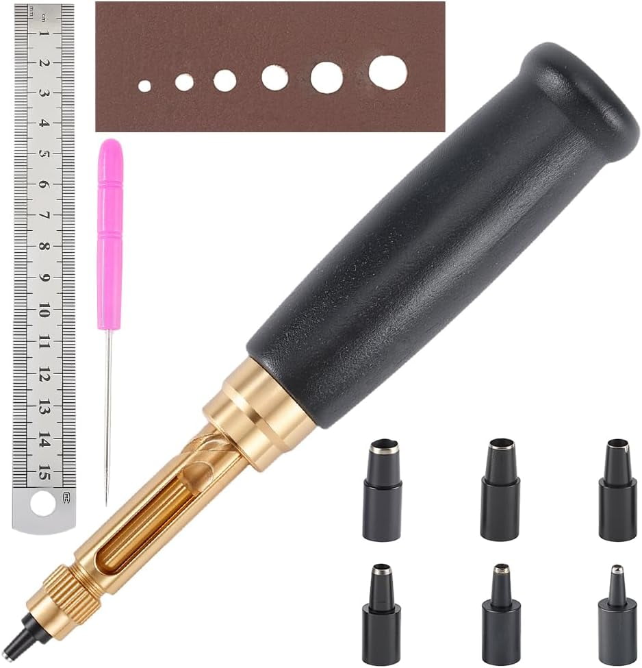 Japanese Screw Punch Black Wood Handle Belt Hole Puncher Adjustable ...